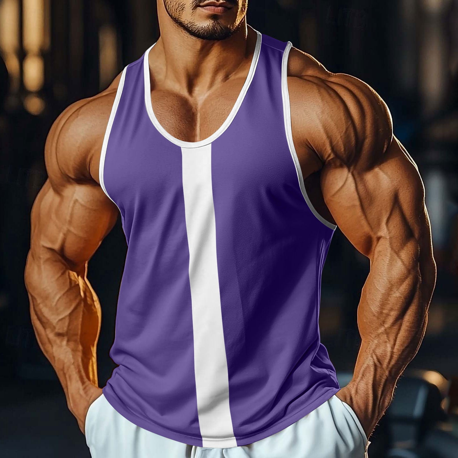 Avirosel Men's Casual Sleeveless Top Solid Color Round Neck Summer Gym ...