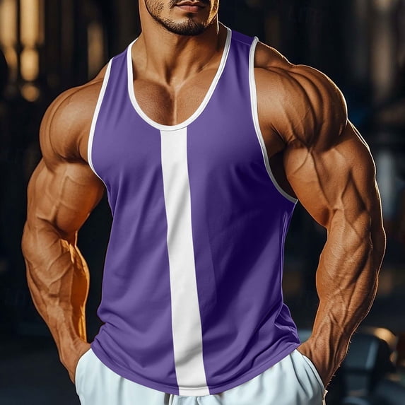 Avirosel Men's Casual Sleeveless Top Solid Color Round Neck Summer Gym ...