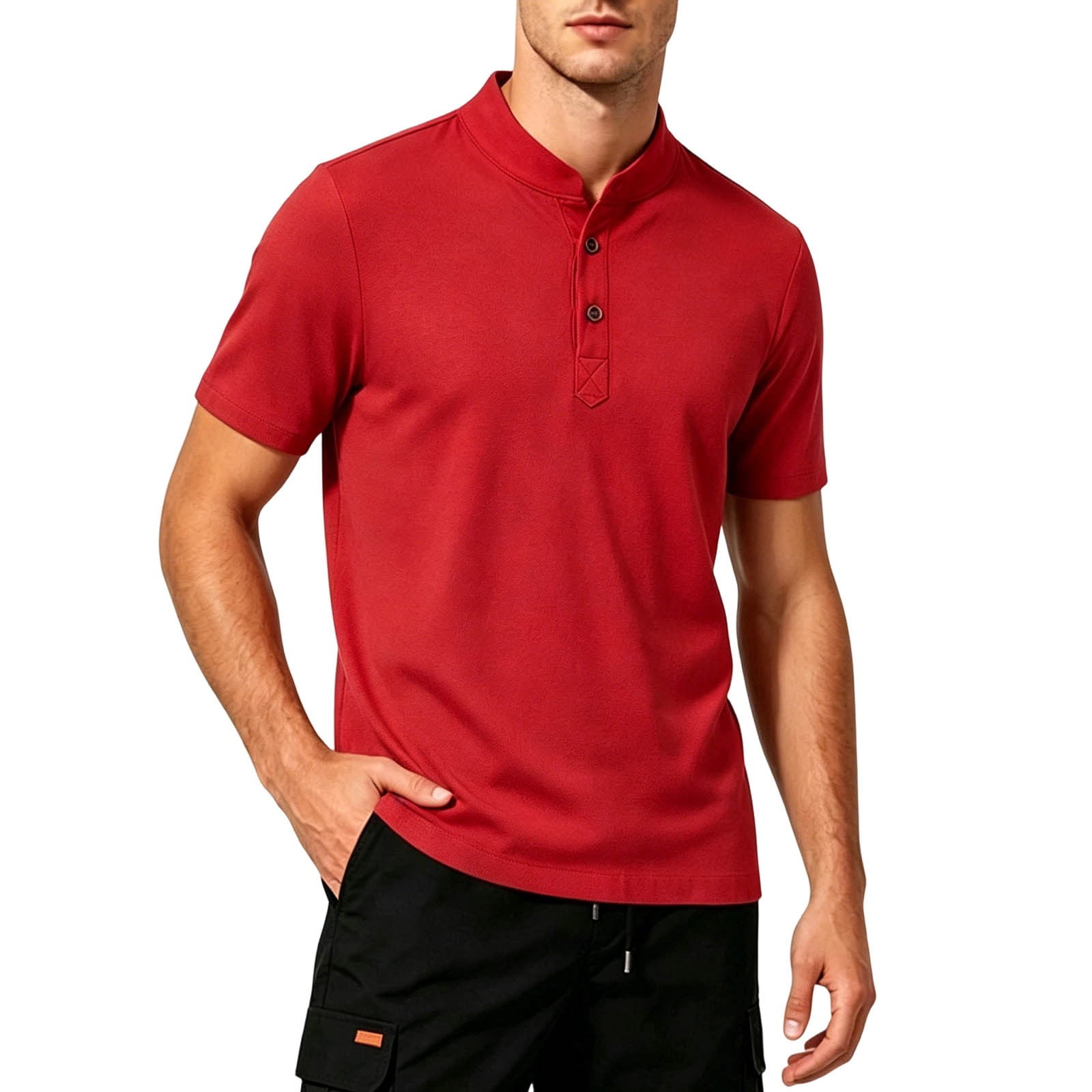 Avirosel Men's Casual Summer Short Sleeve Solid Color Linen Shirt Slim ...