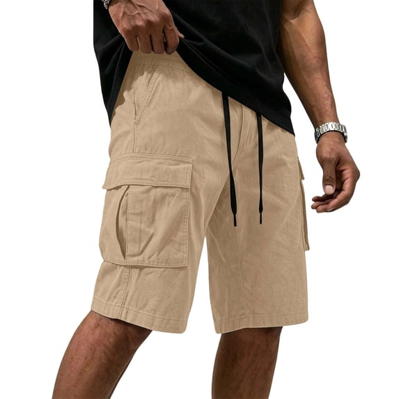 Avirosel Men's Cotton Cargo Shorts Casual Elastic Waist Drawstring ...