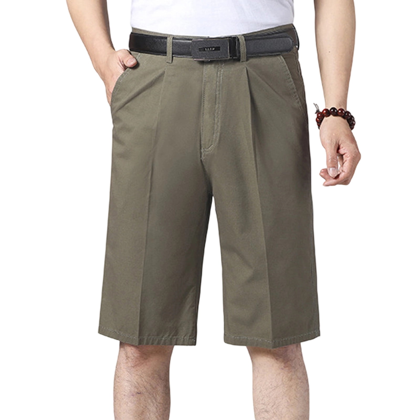 Avirosel Men's Golf Dress Shorts Casual Solid Cotton Flat Front Long ...