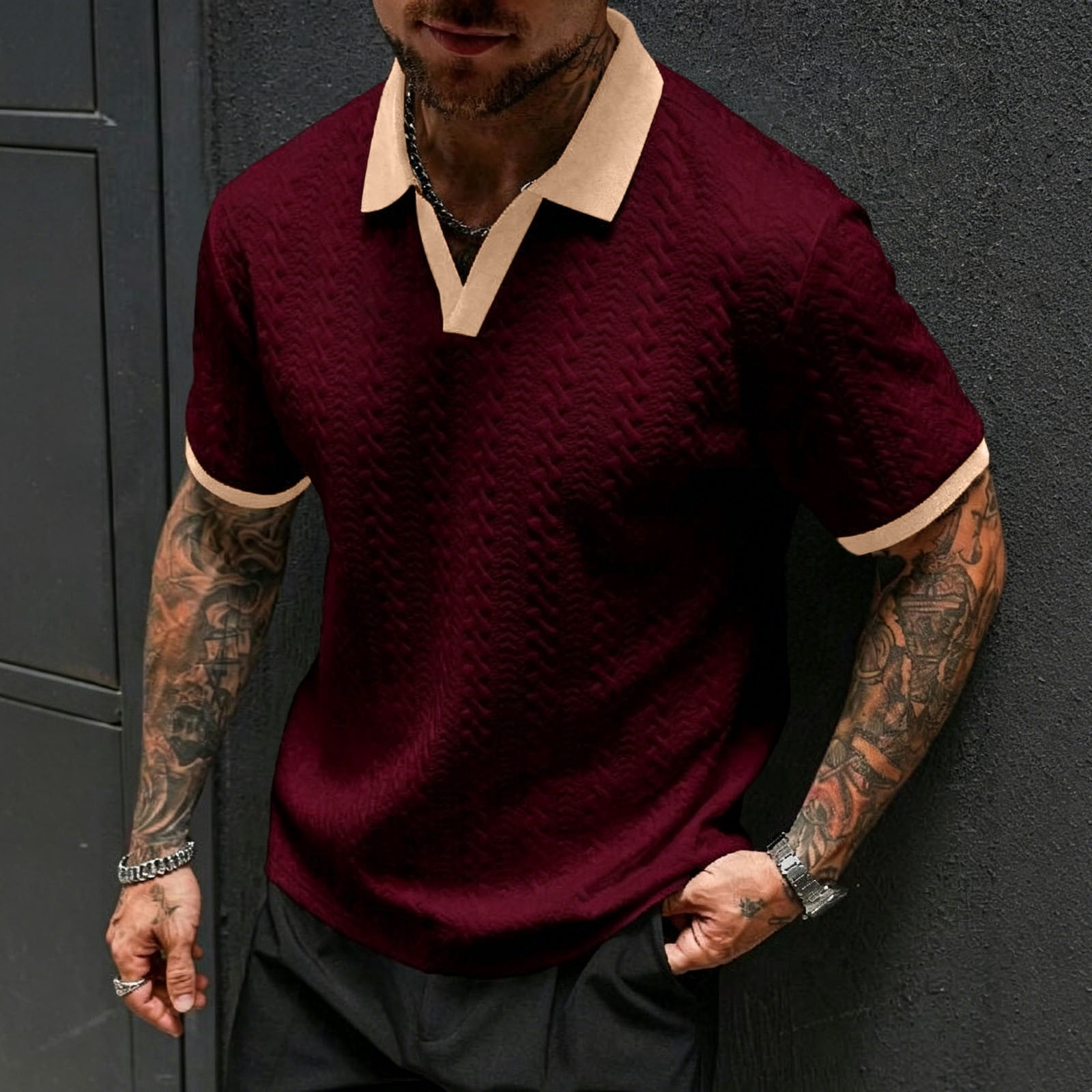 Avirosel Men's Knit Polo Shirts Casual Short Sleeve Lightweight ...