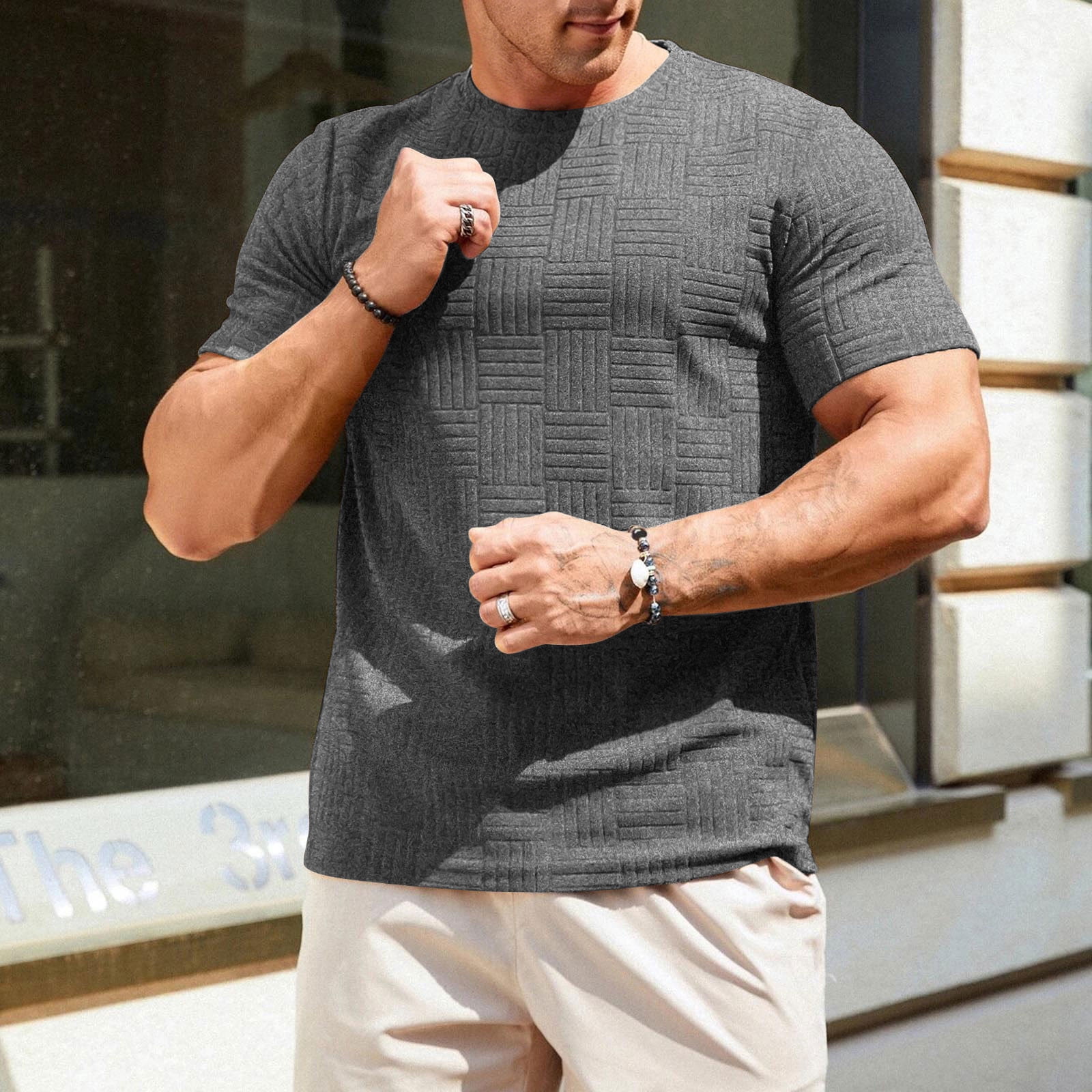 Avirosel Men's Summer Casual Slim Fit Short Sleeve Crew Neck Solid ...