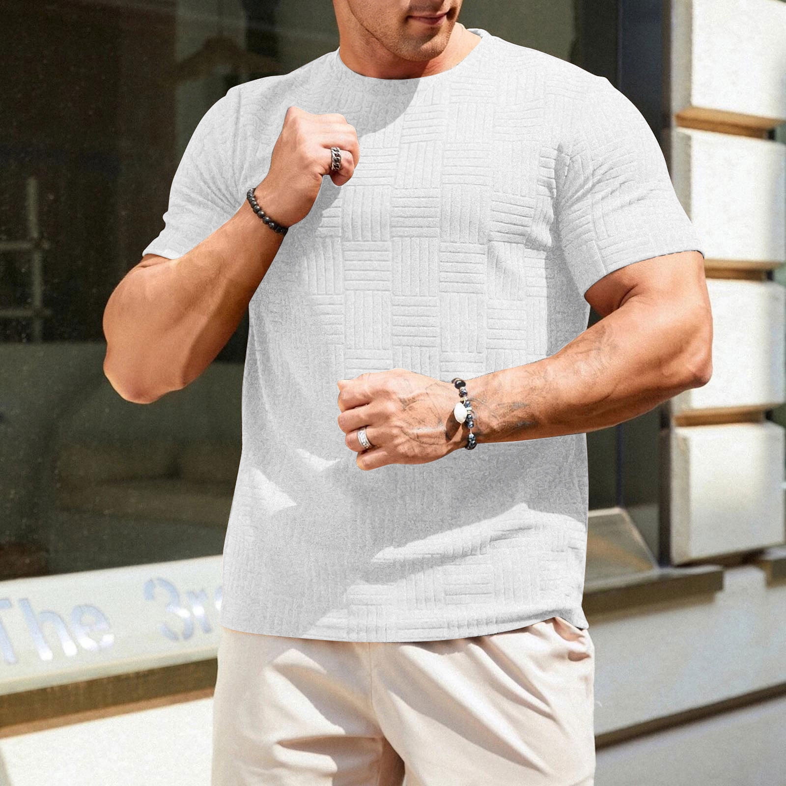 Avirosel Men's Summer Casual Slim Fit Short Sleeve Crew Neck Solid ...