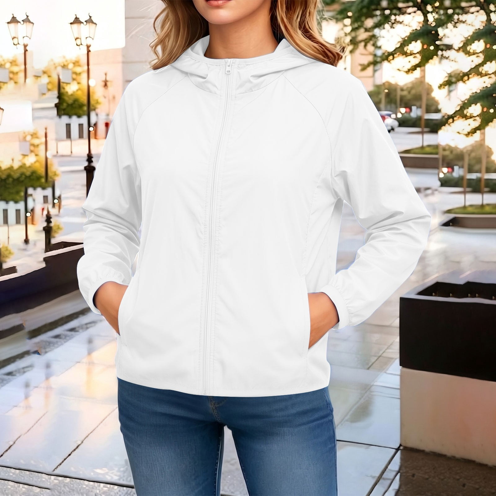 Avirosel Women's Casual Lightweight Sun Protection Hooded Zipper Jacket ...