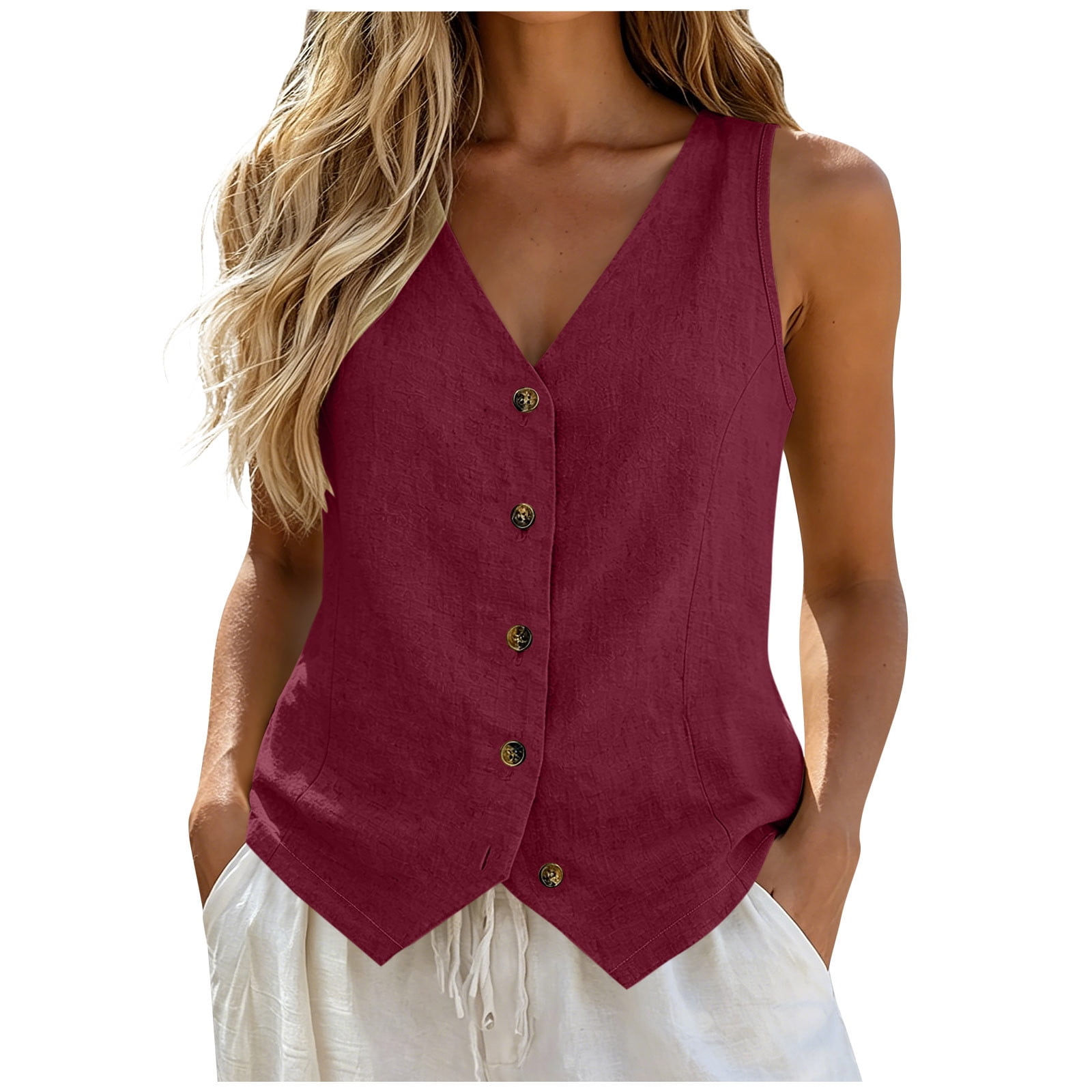 Avirosel Women's Casual Solid Color V-Neck Short Sleeve Relaxed Fit Top ...