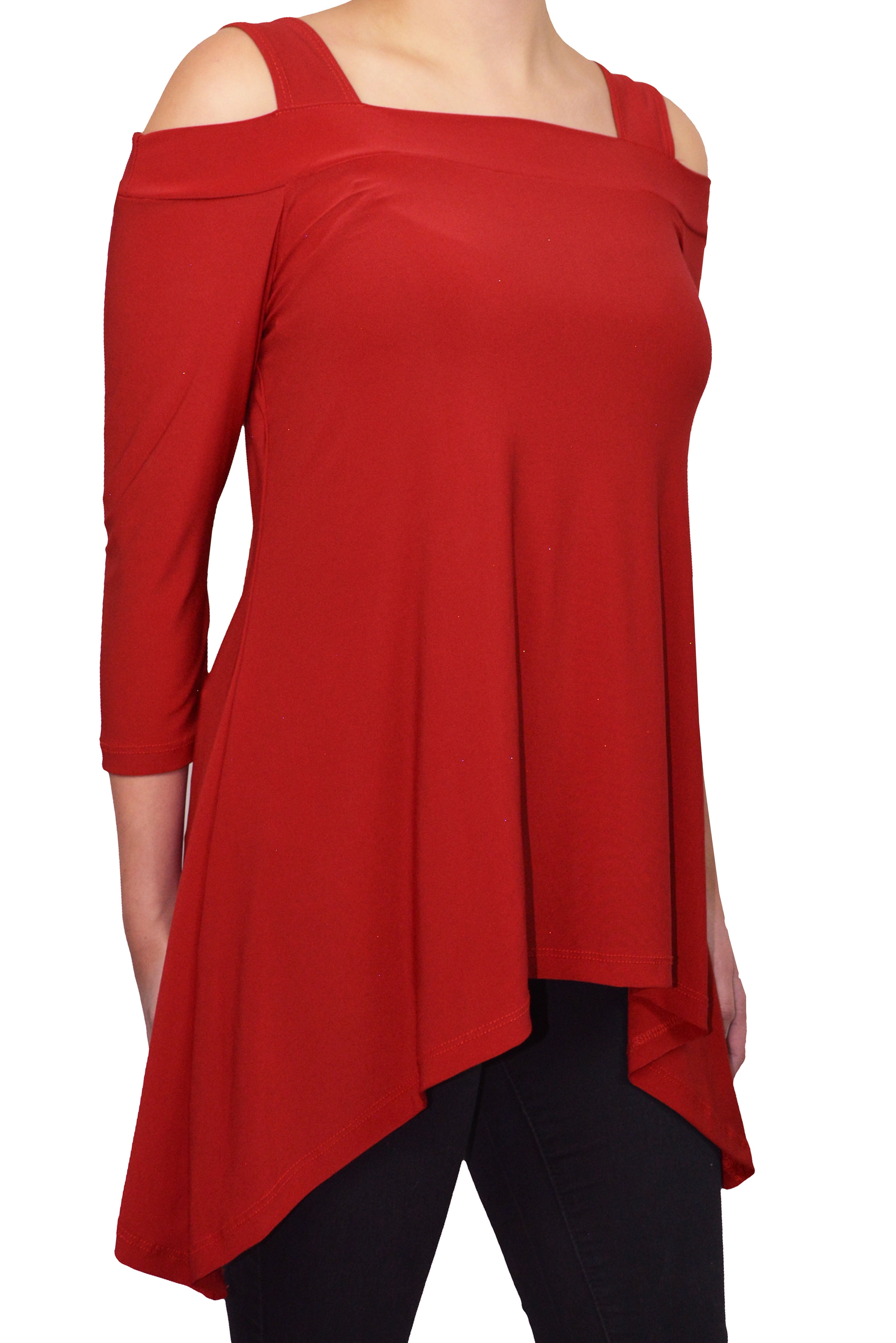 Avital Womens Cold Shoulder Asymmetrical Trapeze Tunic Shirt - Walmart.com