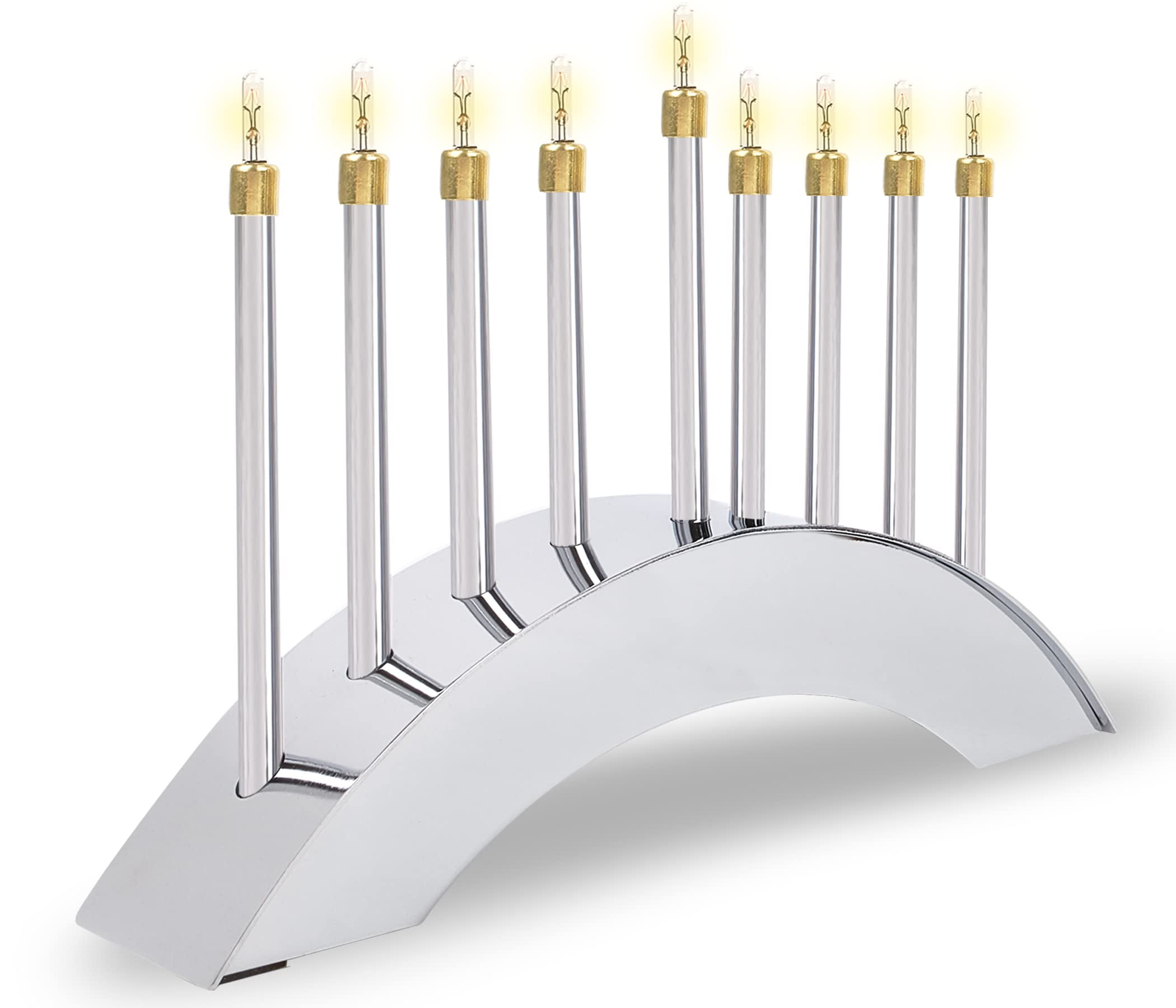 Aviv Judaica Electric Silver Arch Menorah Low Voltage Minorah Arch ...