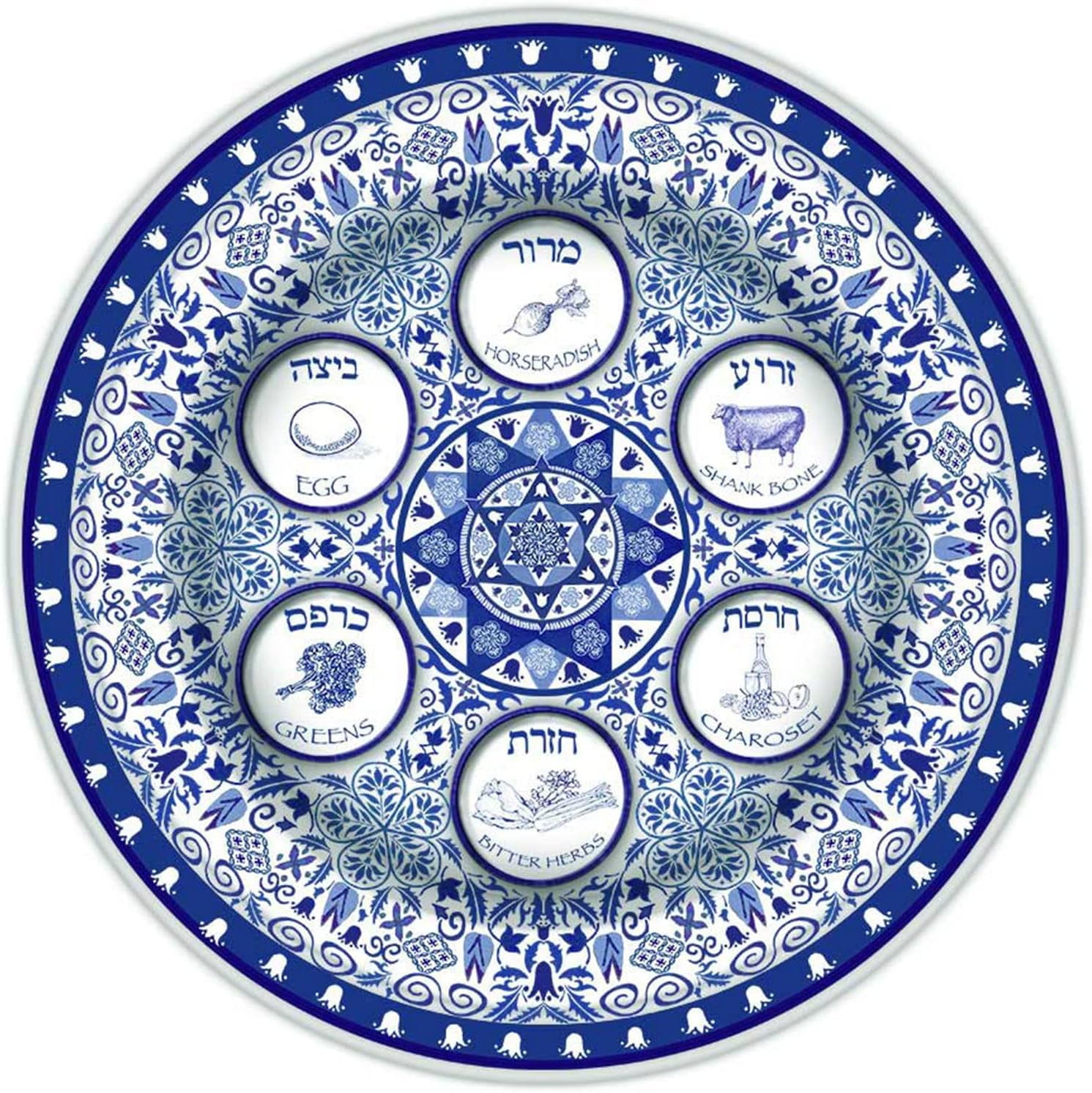 Aviv Judaica Exquisite Stoneware Seder Plate Renaissance Design Seder ...