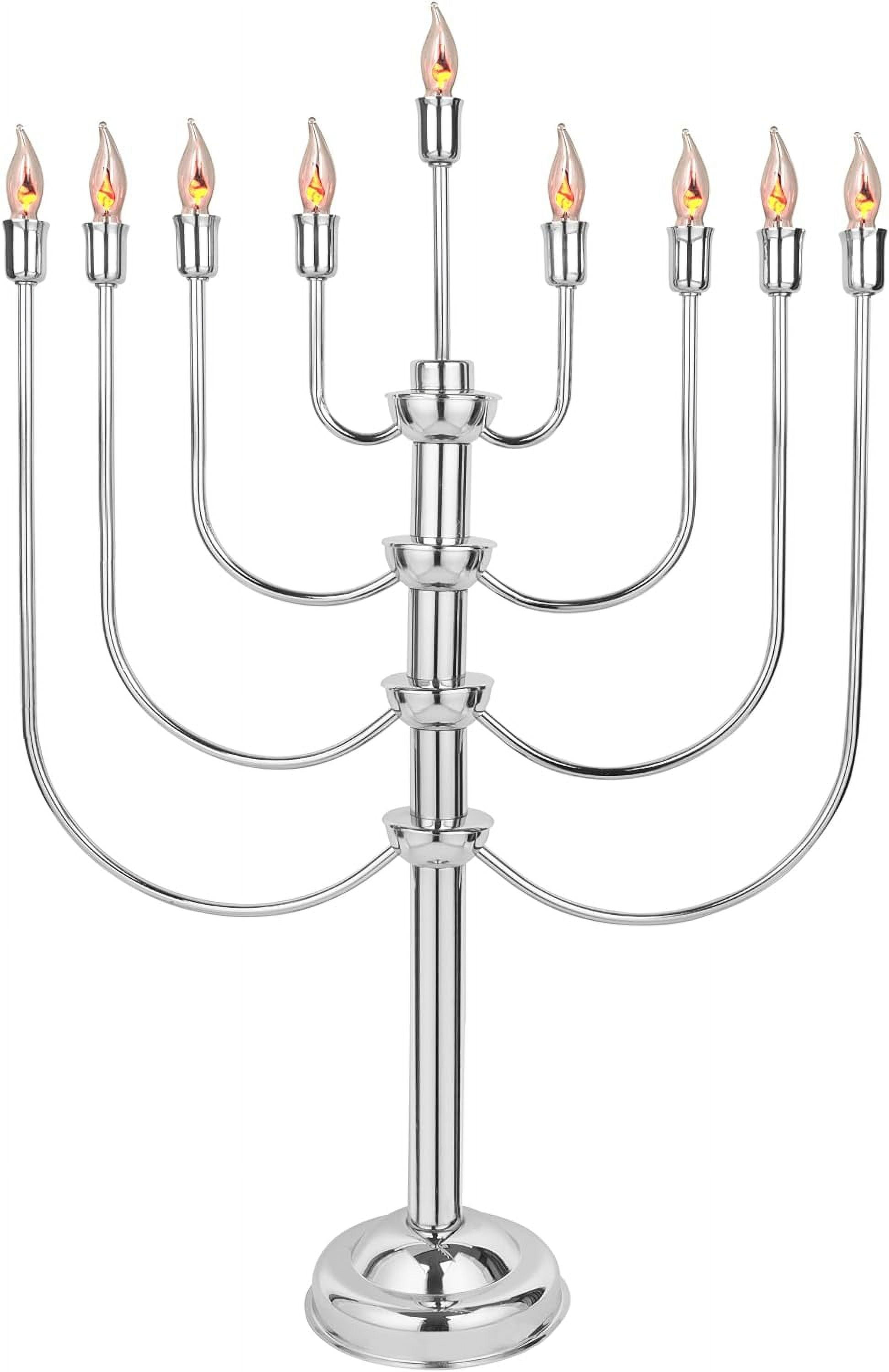 Aviv Judaica Large Electric Menorah, Chrome Plated Candelabra with ...