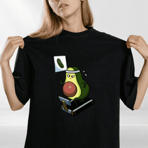 Avo-Cardio Monday Funny Avocado Fitness Exercise Graphic Cotton T Shirt ...