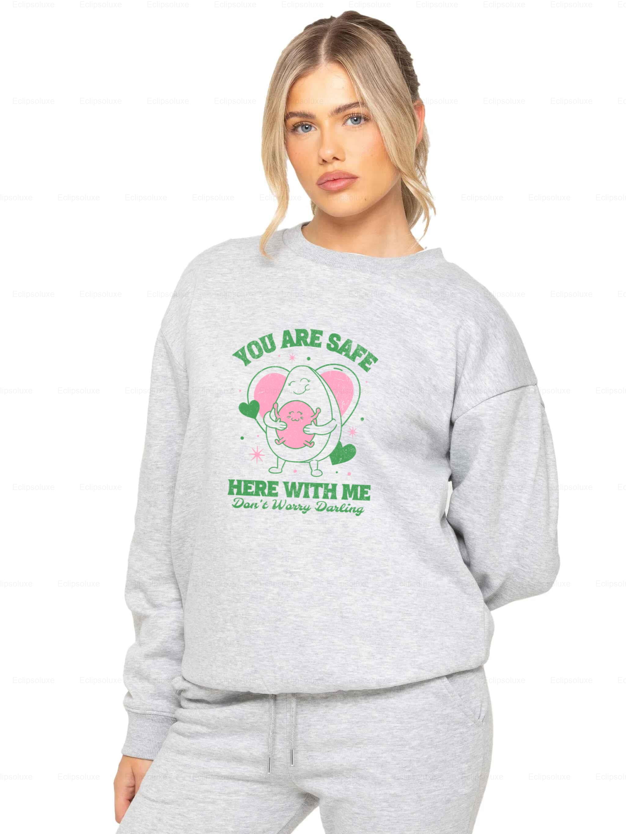 Avo Love Sweatshirt Fun Cartoon Avocado Design Playful Fashion Twist ...