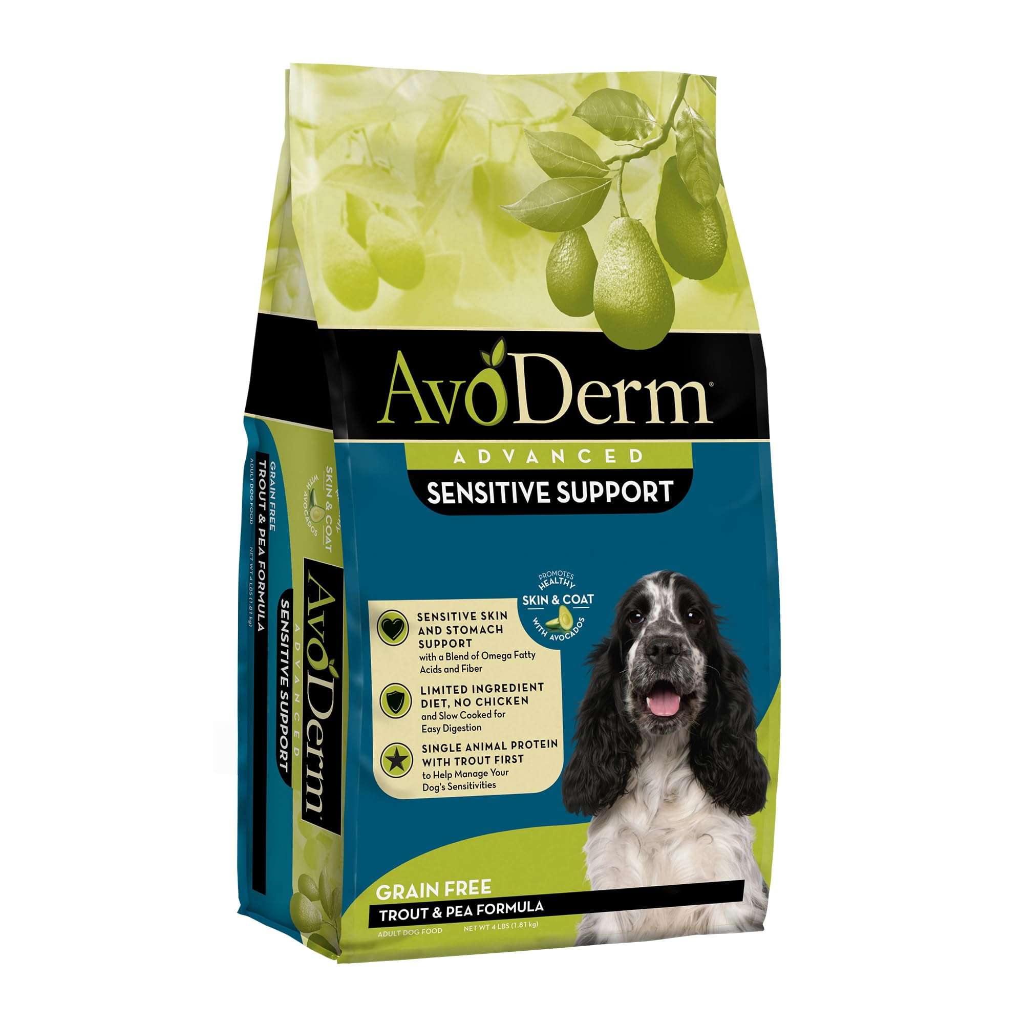 AvoDerm Advanced Sensitive Support Grain-Free Trout & Pea Formula Dry Dog Food, Sensitive ...