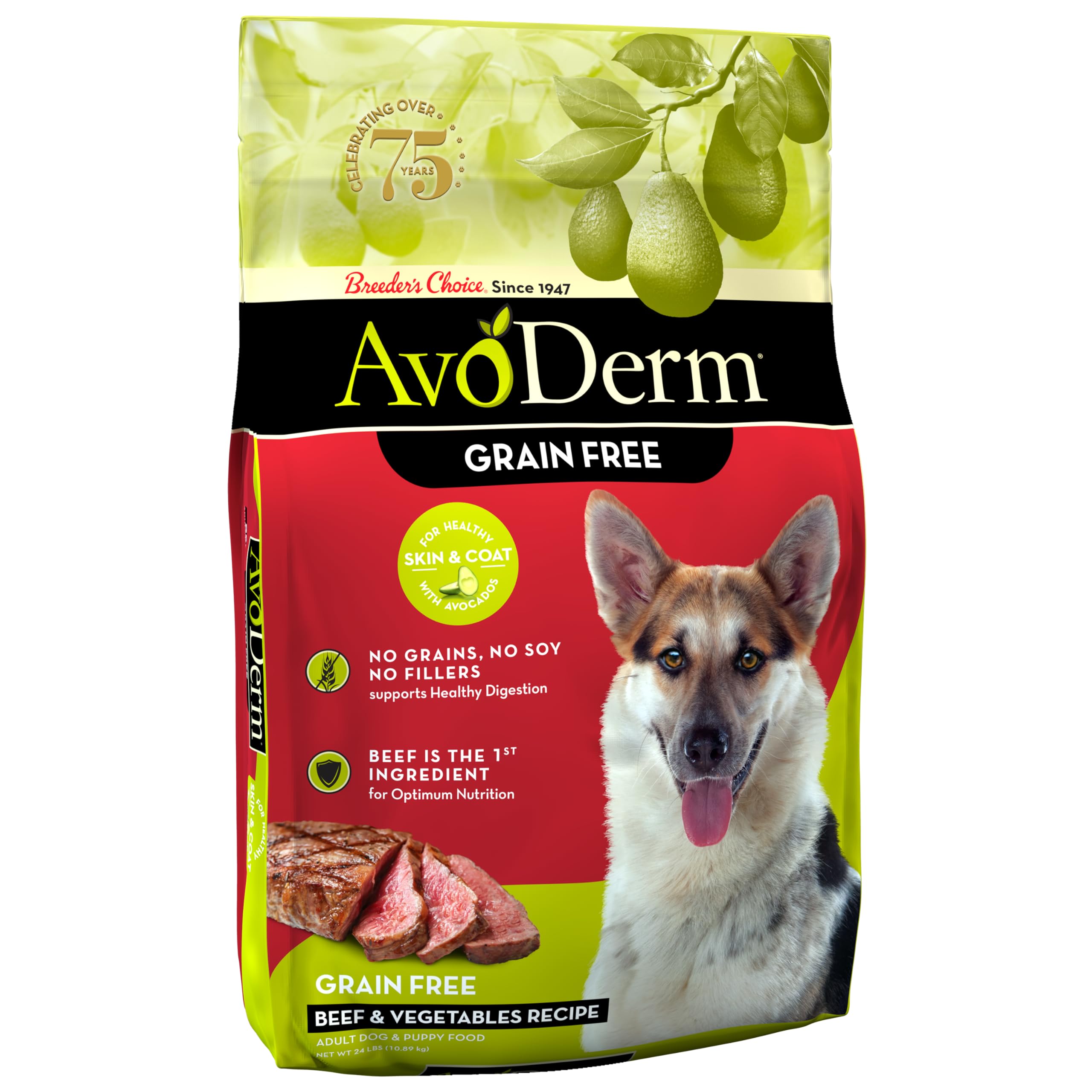 AvoDerm Grain Free Beef and Vegetables Recipe Dry Dog Food, All Life ...