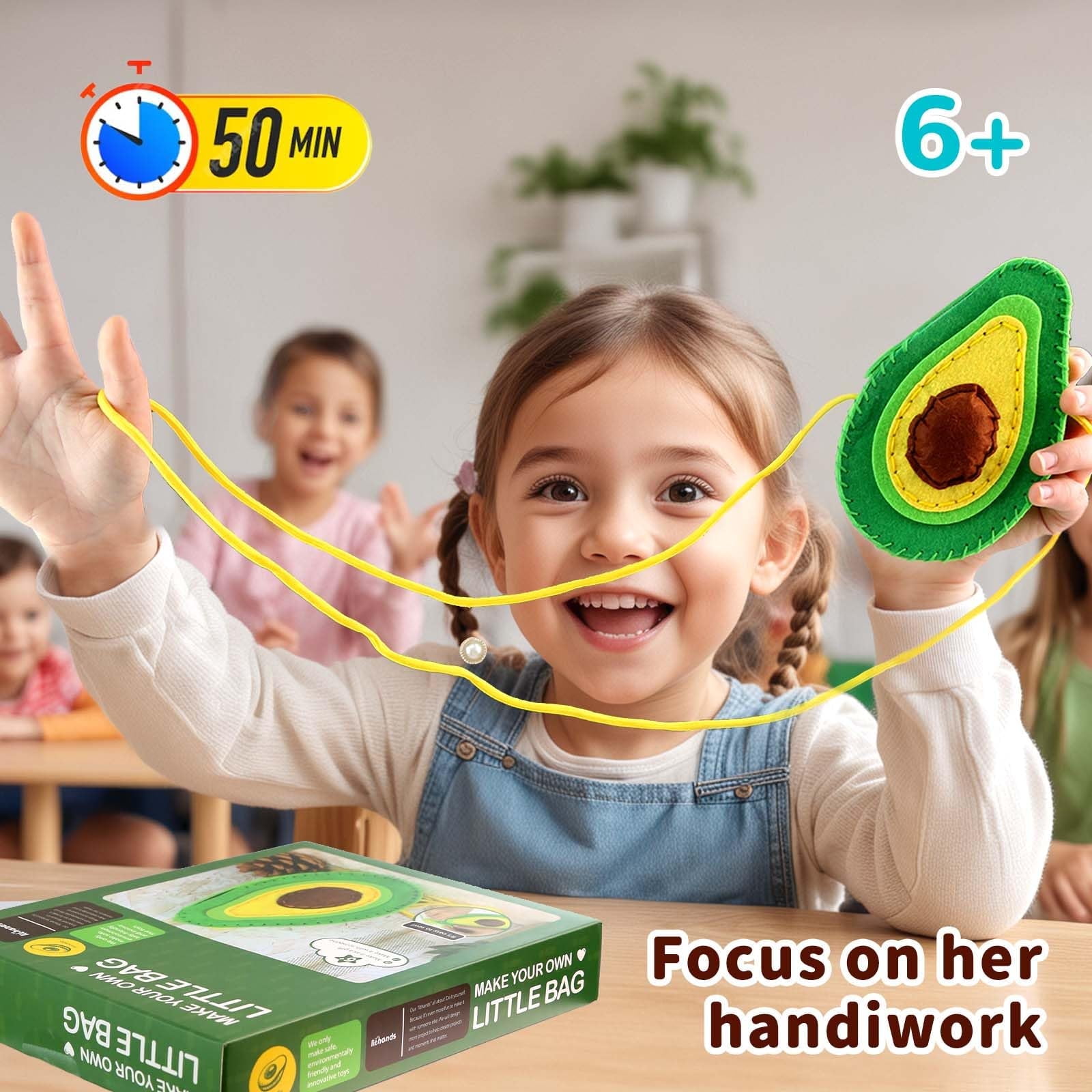 Avocado Bag Sewing Kit DIY Art Project Craft for Kids 6-12 Fruit Toys ...