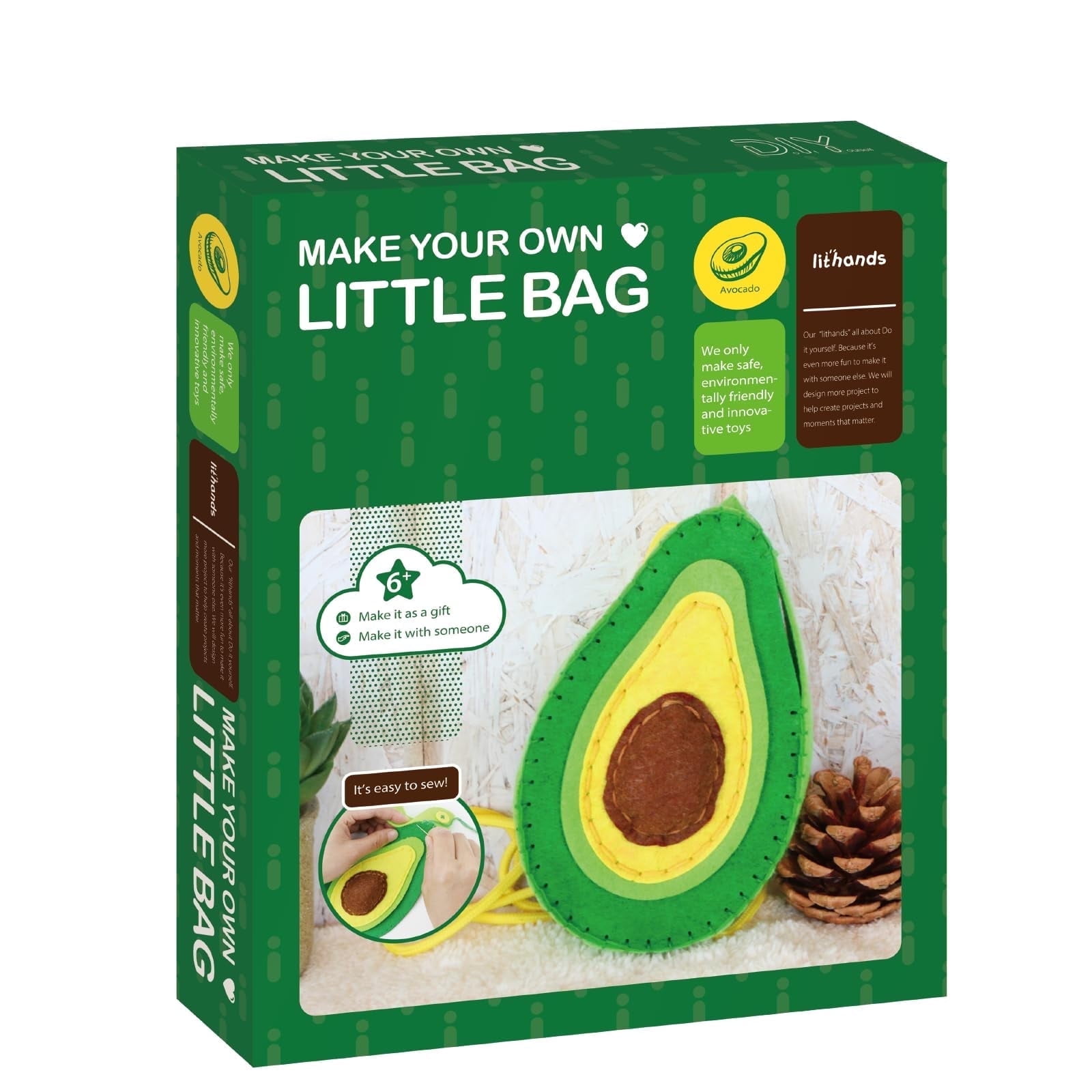 Avocado Bag Sewing Kit DIY Art Project Craft for Kids 6-12 Fruit Toys ...