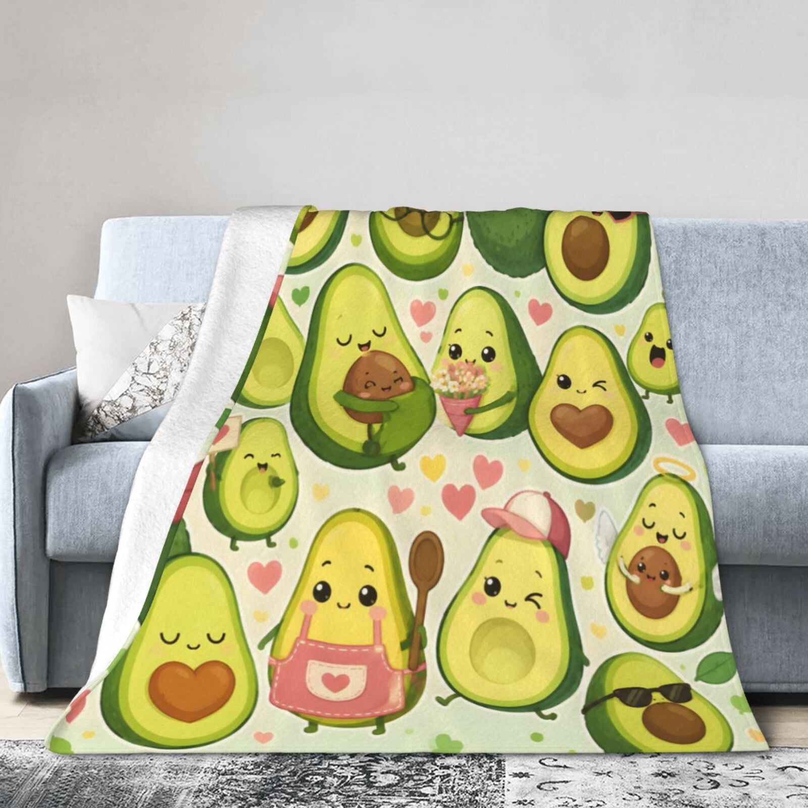Avocado Blanket Gift Throw Blanket Cute Kawaii Cartoon Fruit Gift for ...