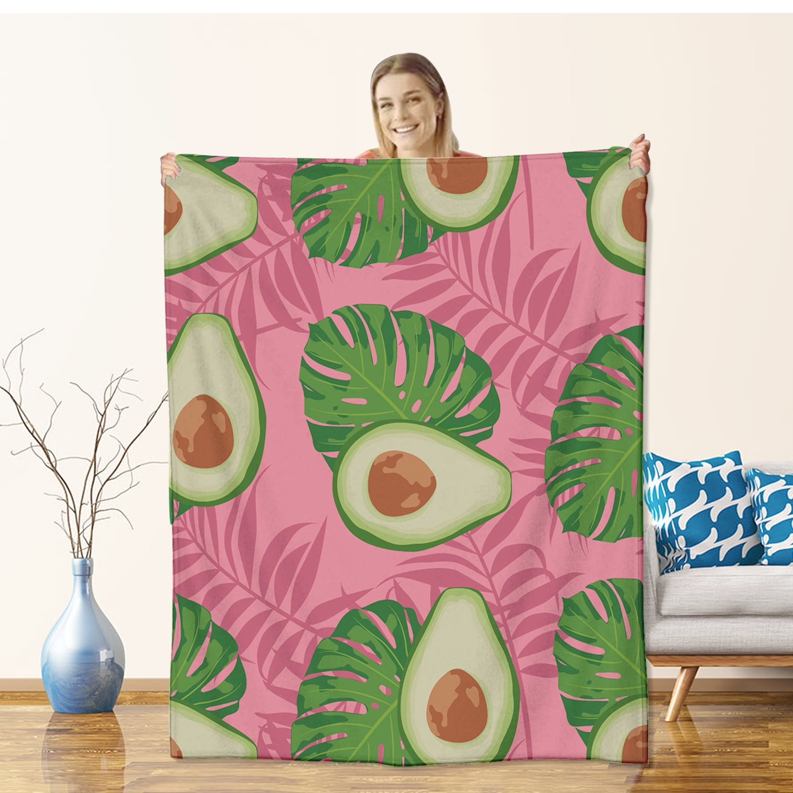 Avocado Blanket for Kids Adults, Flannel Avocado Blankets Gifts, Palm ...