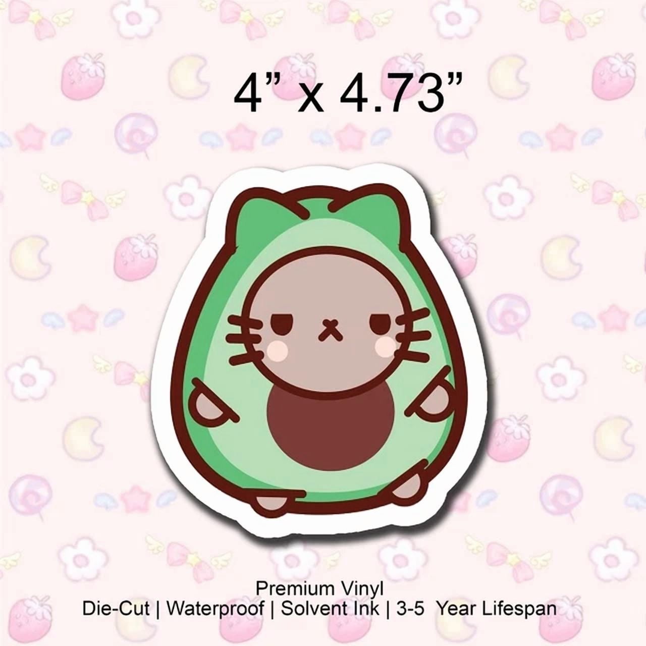 Avocado Cat Kawaii Smol Cat Kitty Vinyl Decal Sticker Funny Cute Car ...