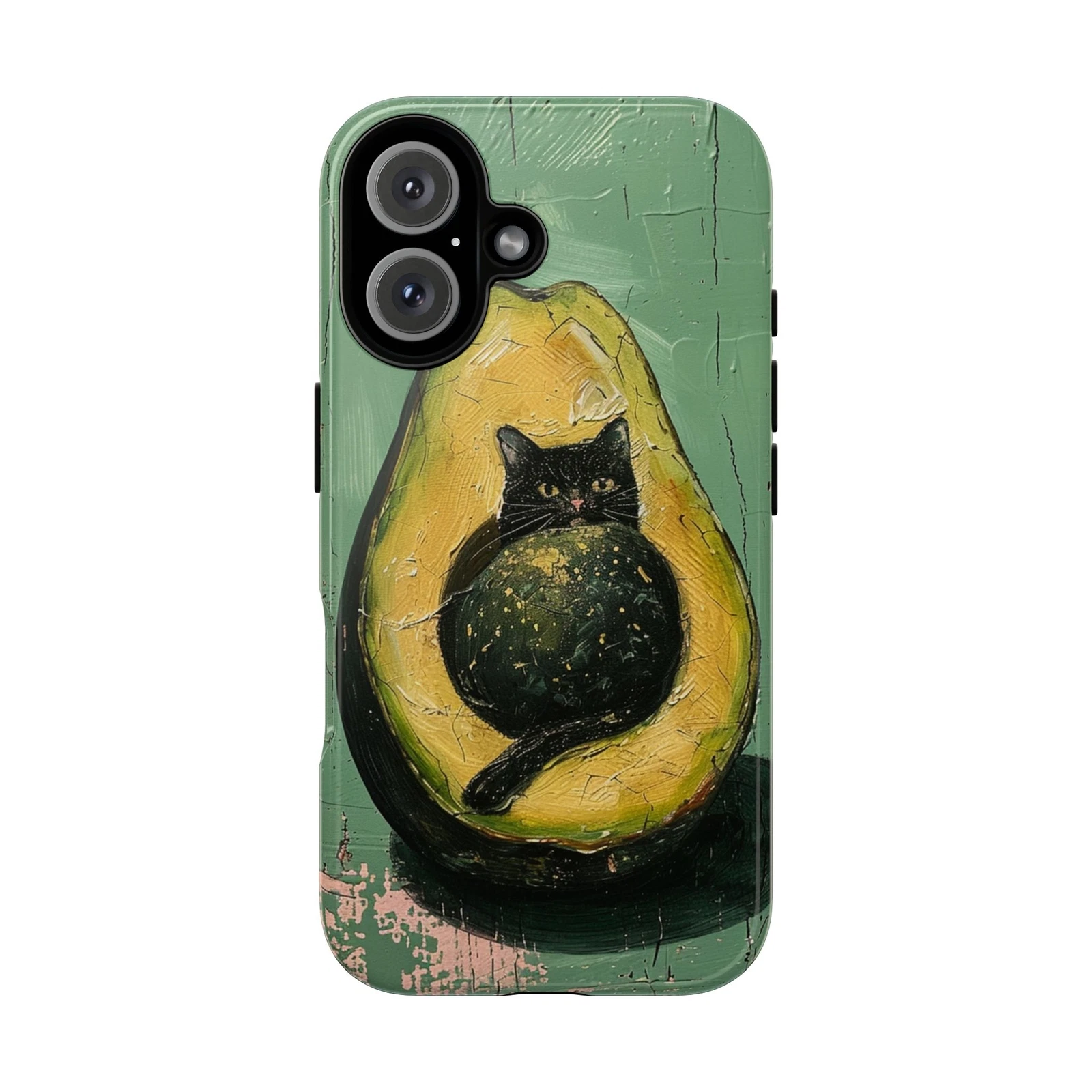 Avocado Cat Pit Seed Painting Art Case for iPhone 17 11 12 13 14 15 16 ...