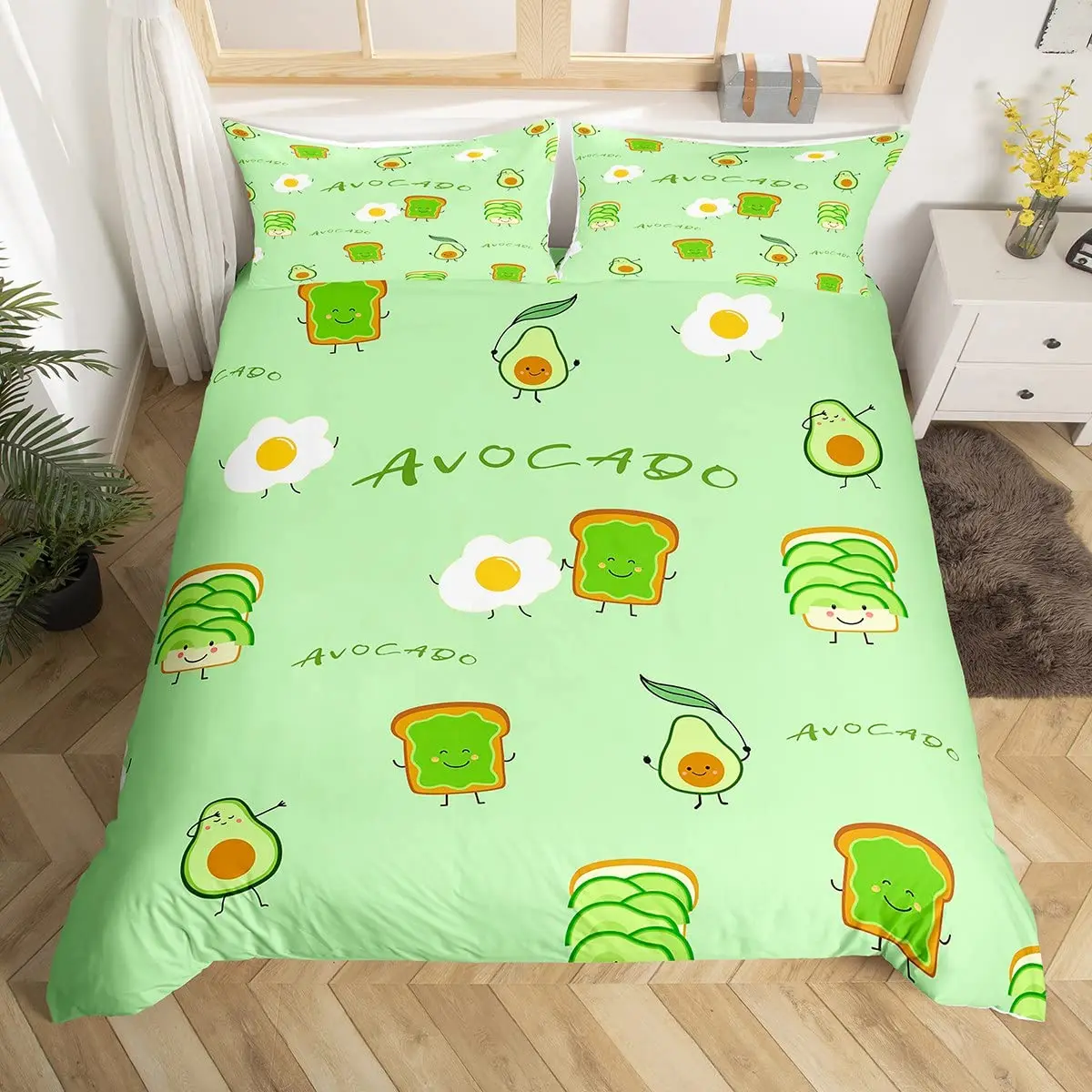 Avocado Duvet Cover Set Avocados Bedding Set Cute Fruits Comforter ...
