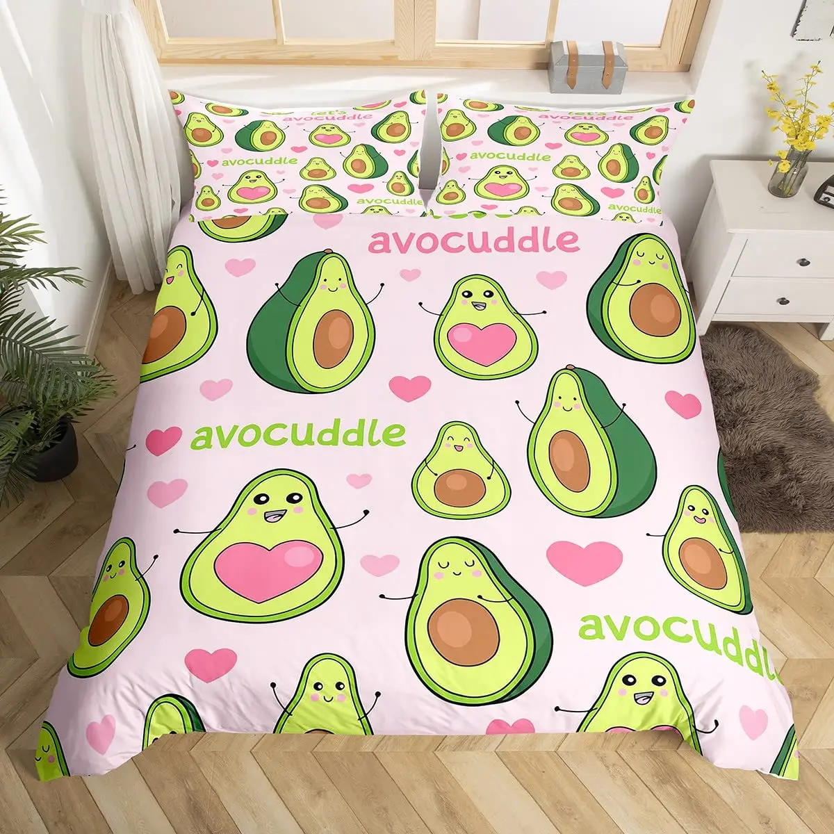 Avocado Duvet Cover Set for Kids Kawaii Bedding Set Cute Fruits ...