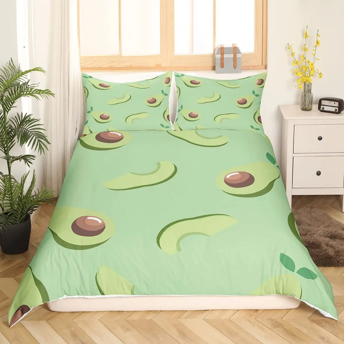Avocado Duvet Cover Set for Kids Kawaii Bedding Set Cute Fruits ...