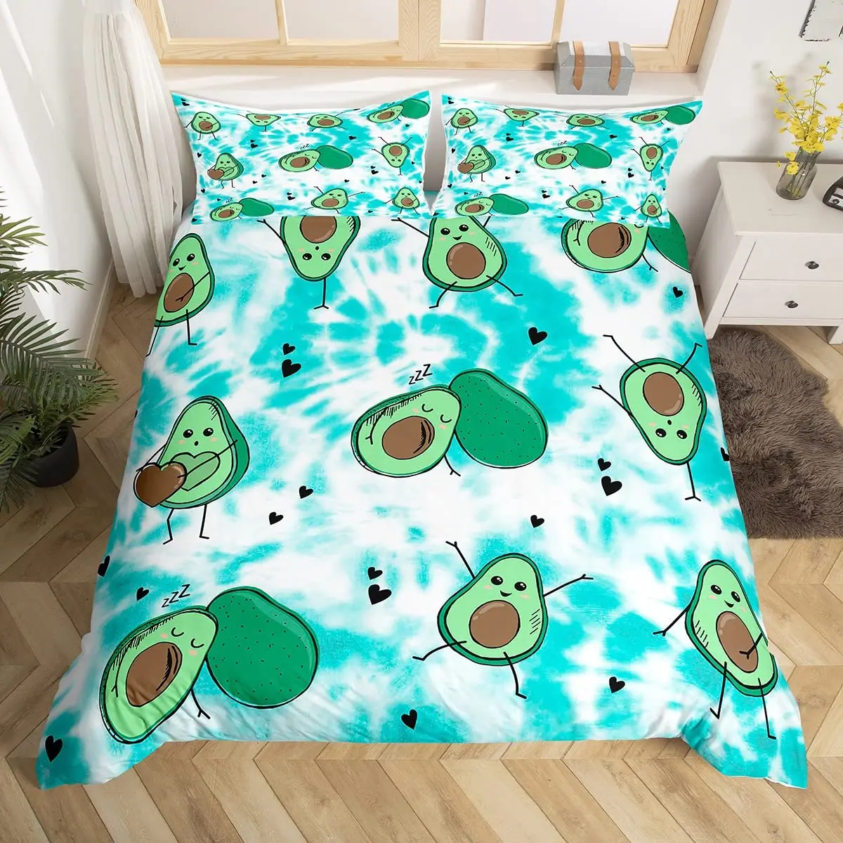 Avocado Duvet Cover Set for Kids Kawaii Bedding Set Cute Fruits ...