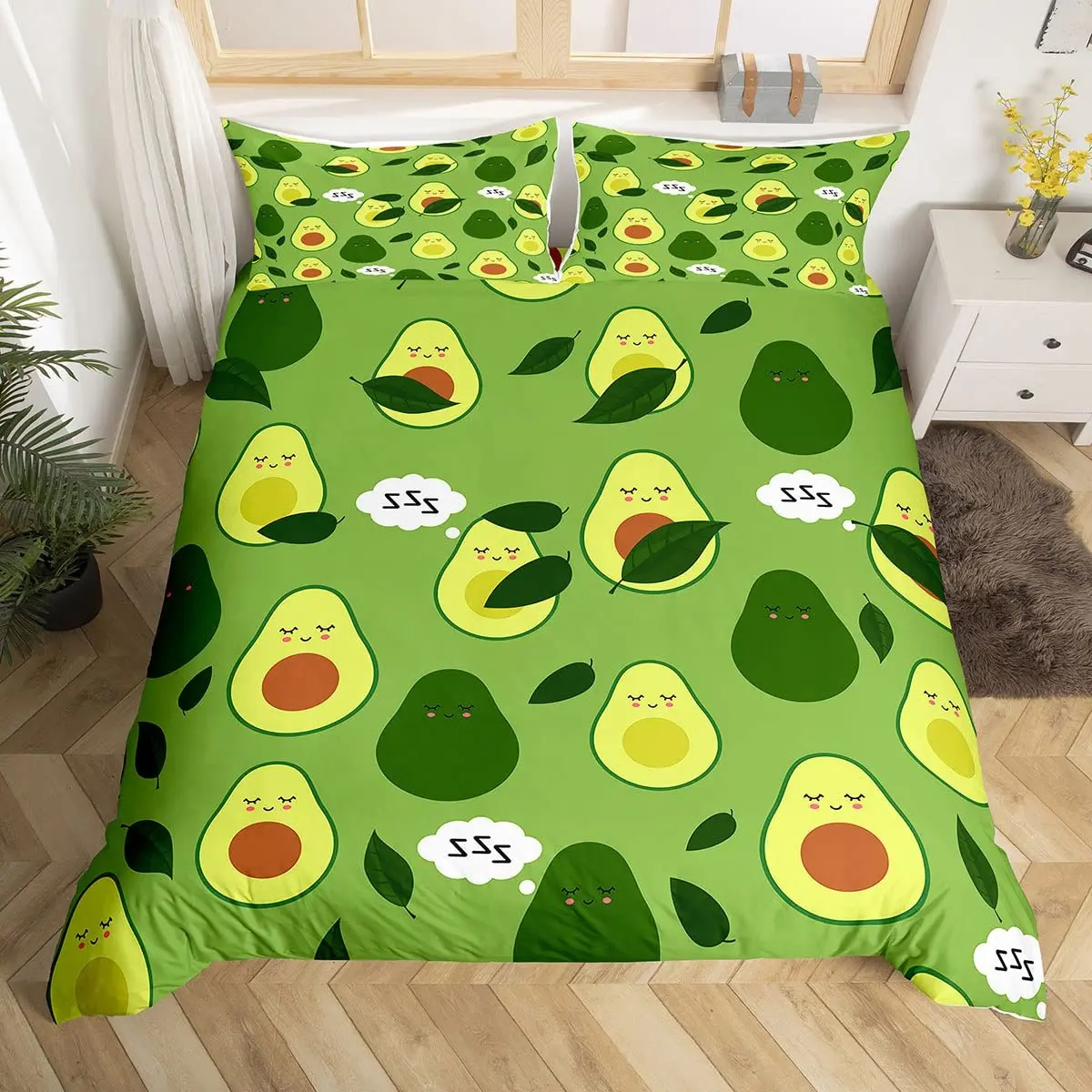 Avocado Duvet Cover Set for Kids Kawaii Bedding Set Cute Fruits ...