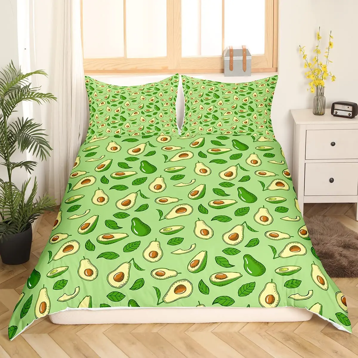 Avocado Duvet Cover Set for Kids Kawaii Bedding Set Cute Fruits ...