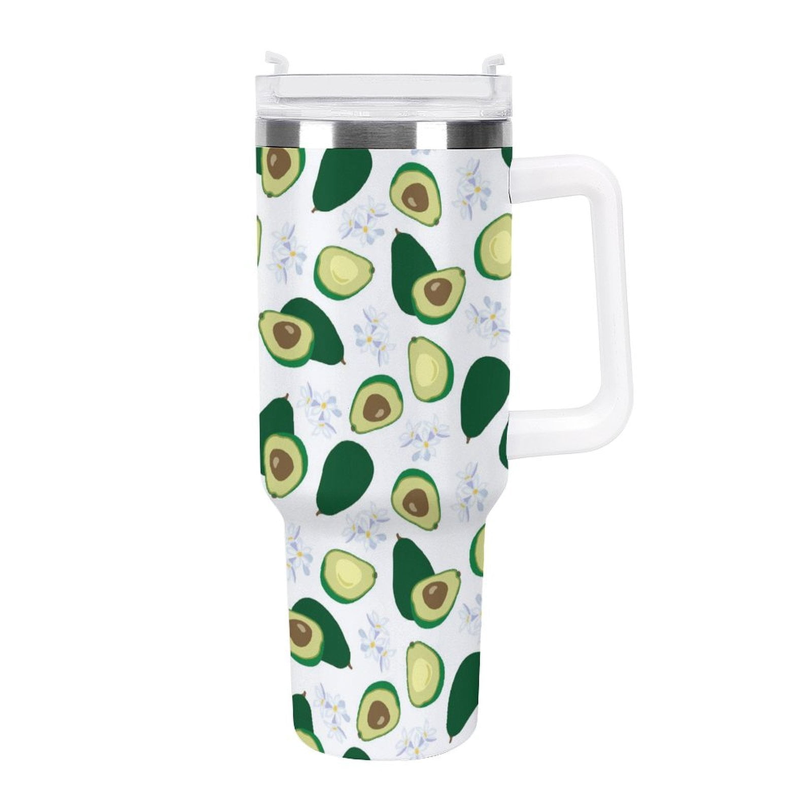 Avocado Flowers 40 Oz Tumbler with Handle and Straw Lid, Stainless ...