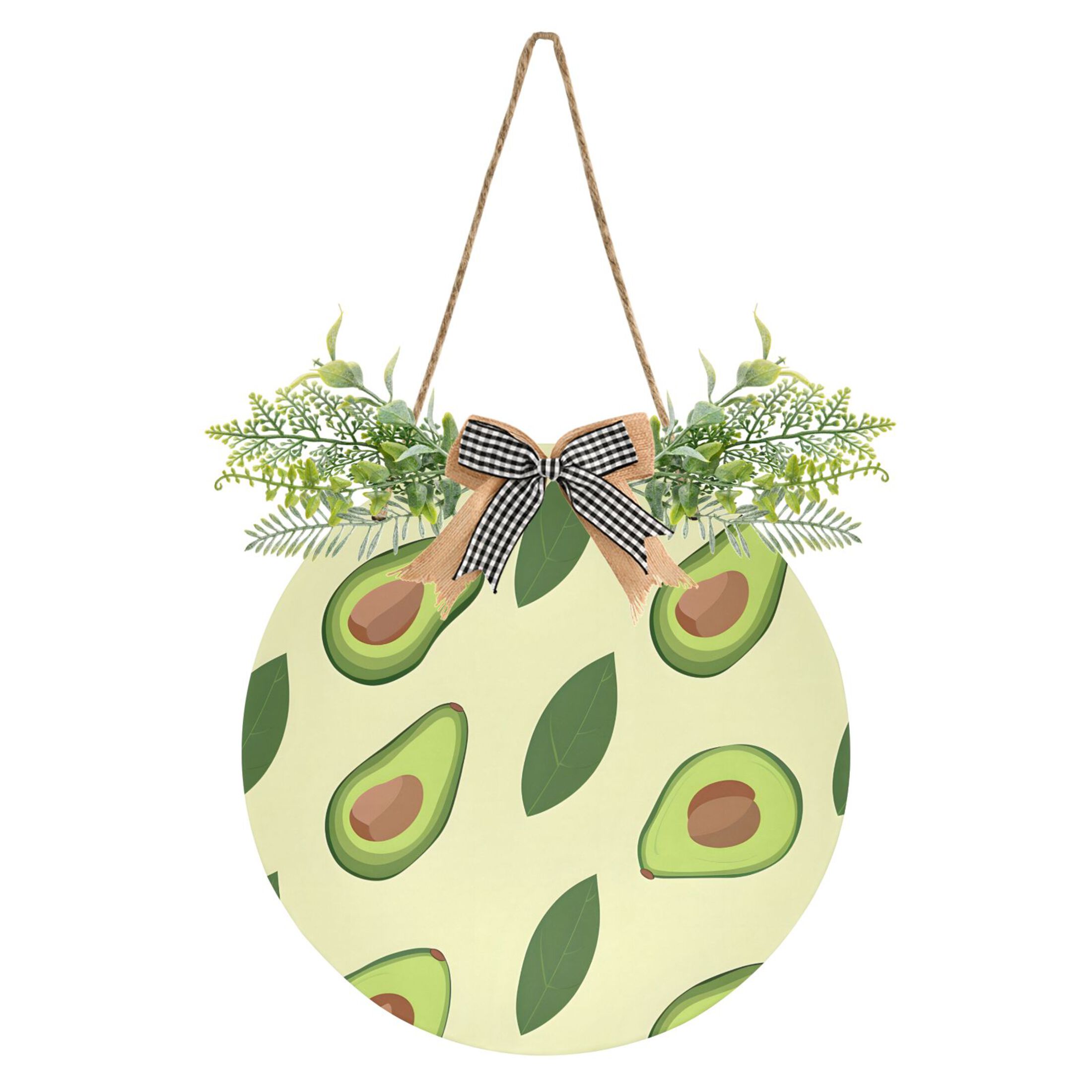 Avocado Fruit and Leaf Welcome Front Door Sign Round 12 inch Porch ...