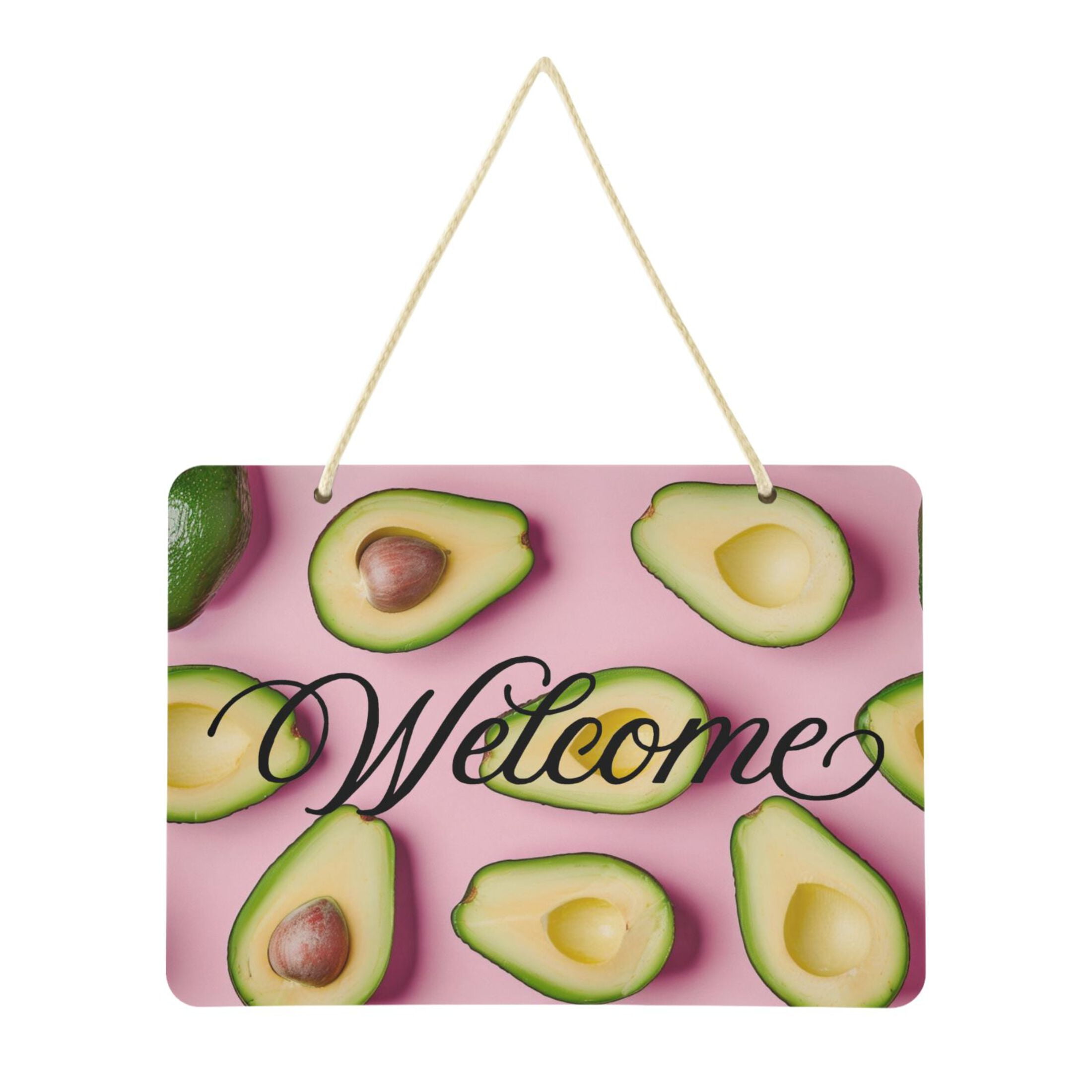 Avocado Fruits Welcome Sign Front Door PVC 14x10 inch Hanger Hello Sign ...