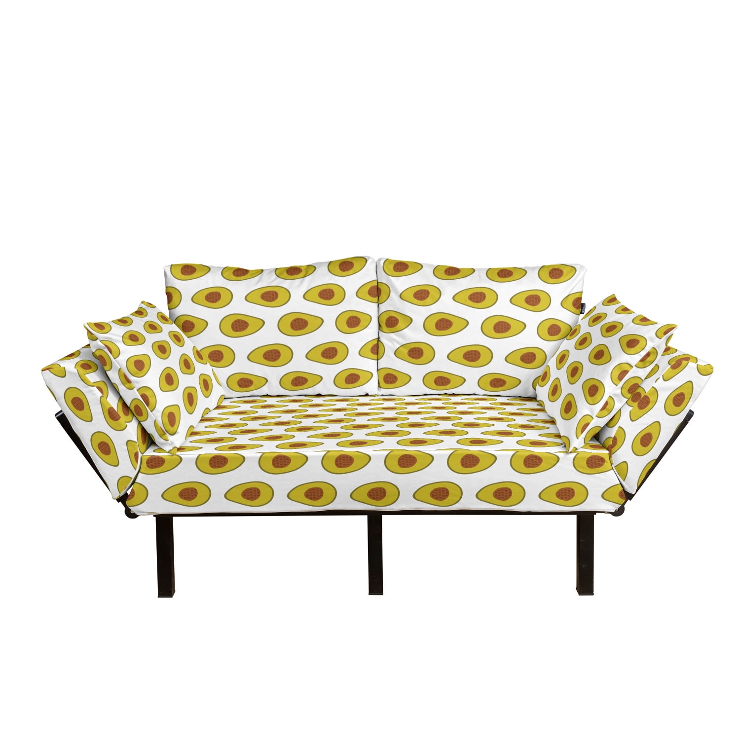 Avocado Futon Couch, Doodle Style Fruits Exotic Tropical Composition ...