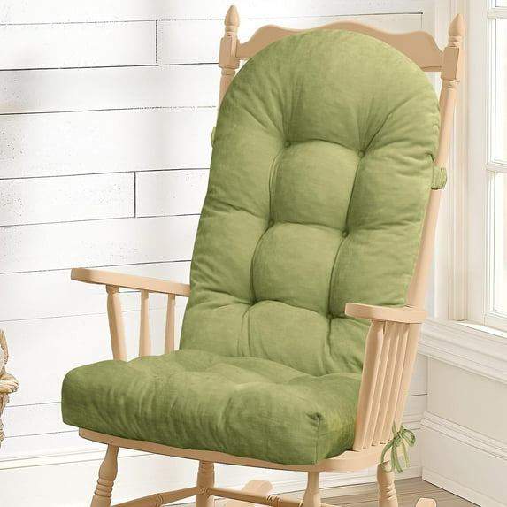 Avocado Green Chenille Rocking Chair Cushion with High-Density Foam ...