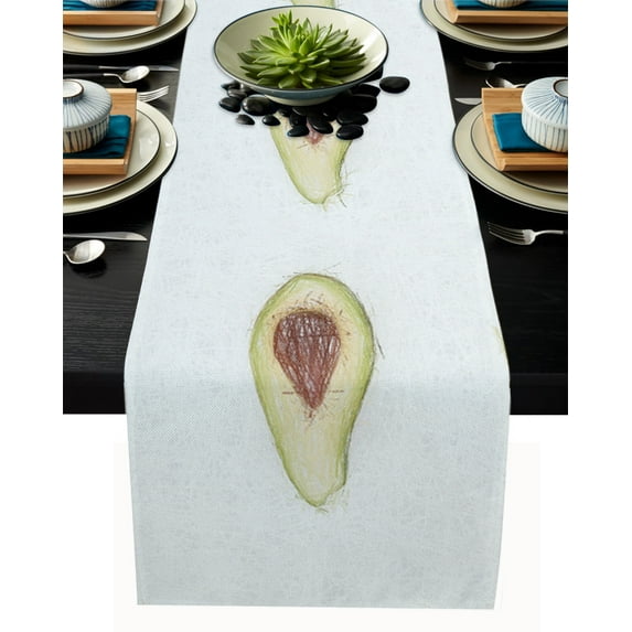 Avocado Green Cute Cartoon Table Runner Kitchen r Tablecloth Placemat ...