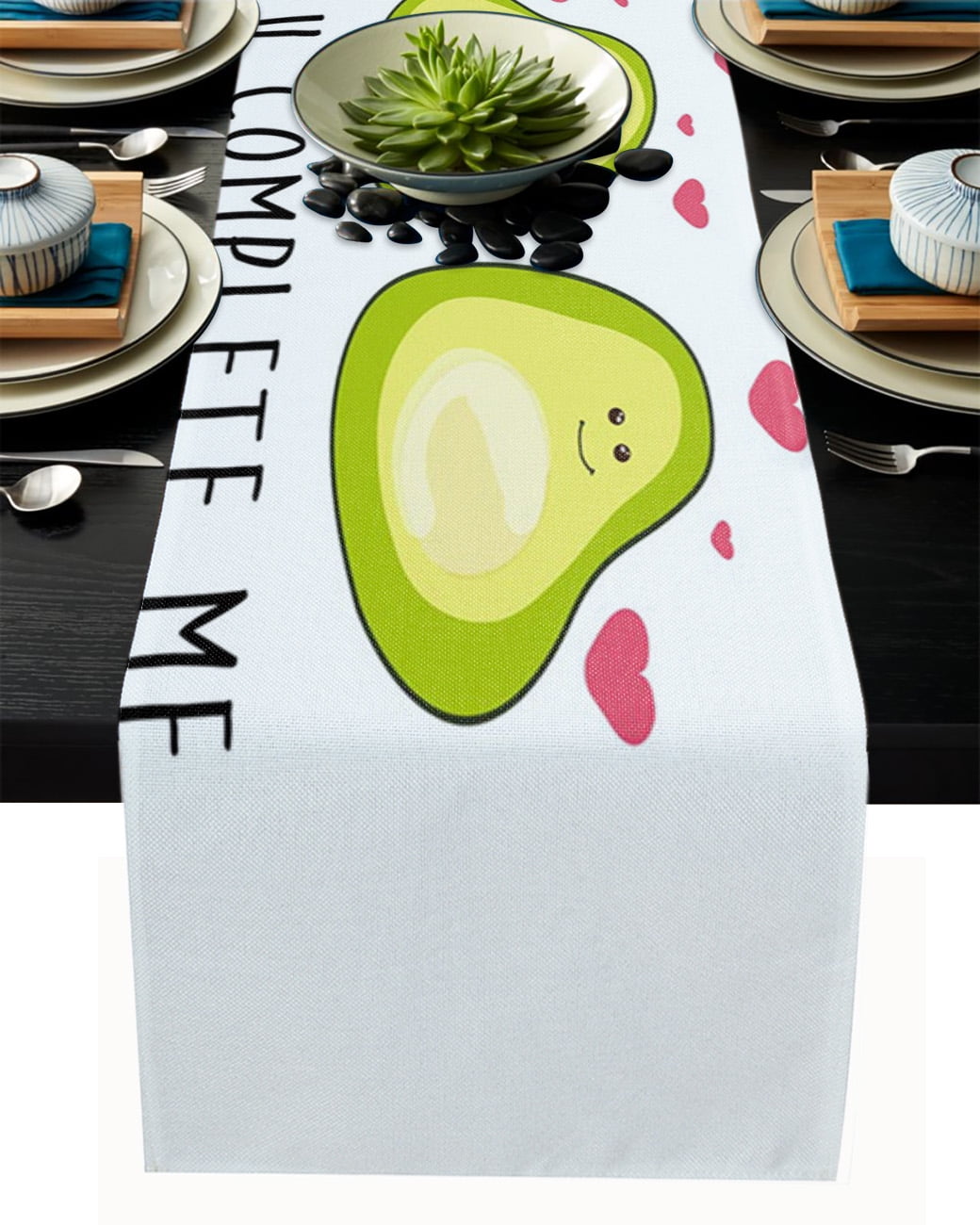 Avocado Green Cute Cartoon Table Runner Kitchen r Tablecloth Placemat ...