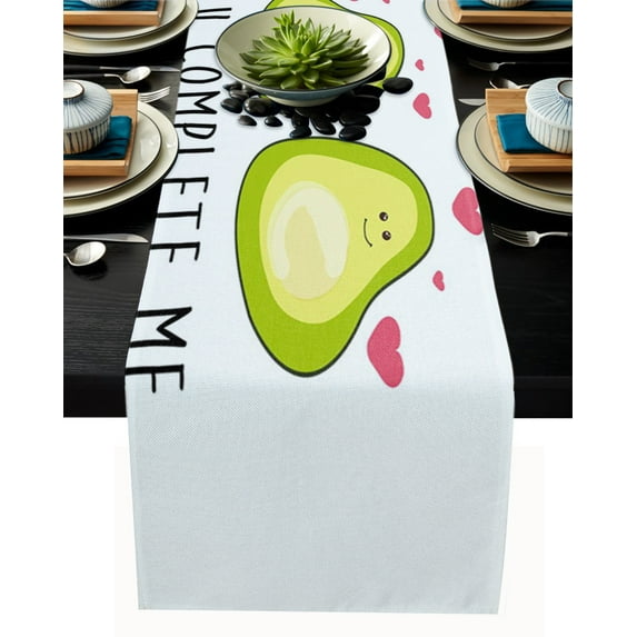 Avocado Green Cute Cartoon Table Runner Kitchen r Tablecloth Placemat ...