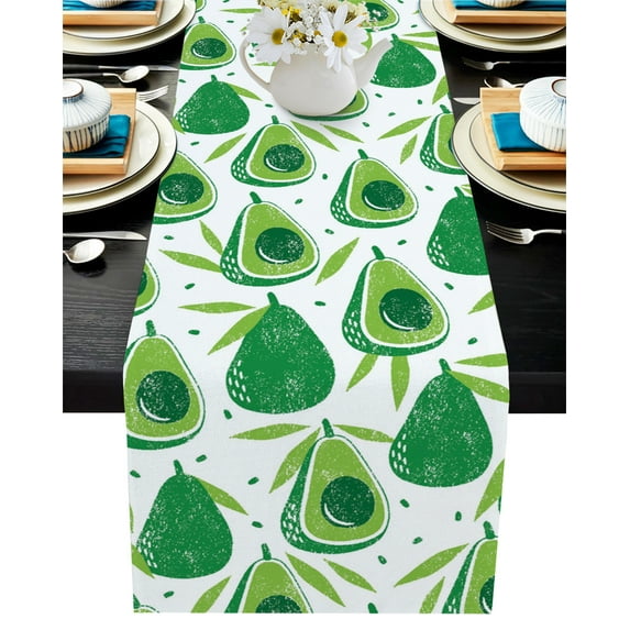 Avocado Green Cute Cartoon Table Runner Kitchen r Tablecloth Placemat ...