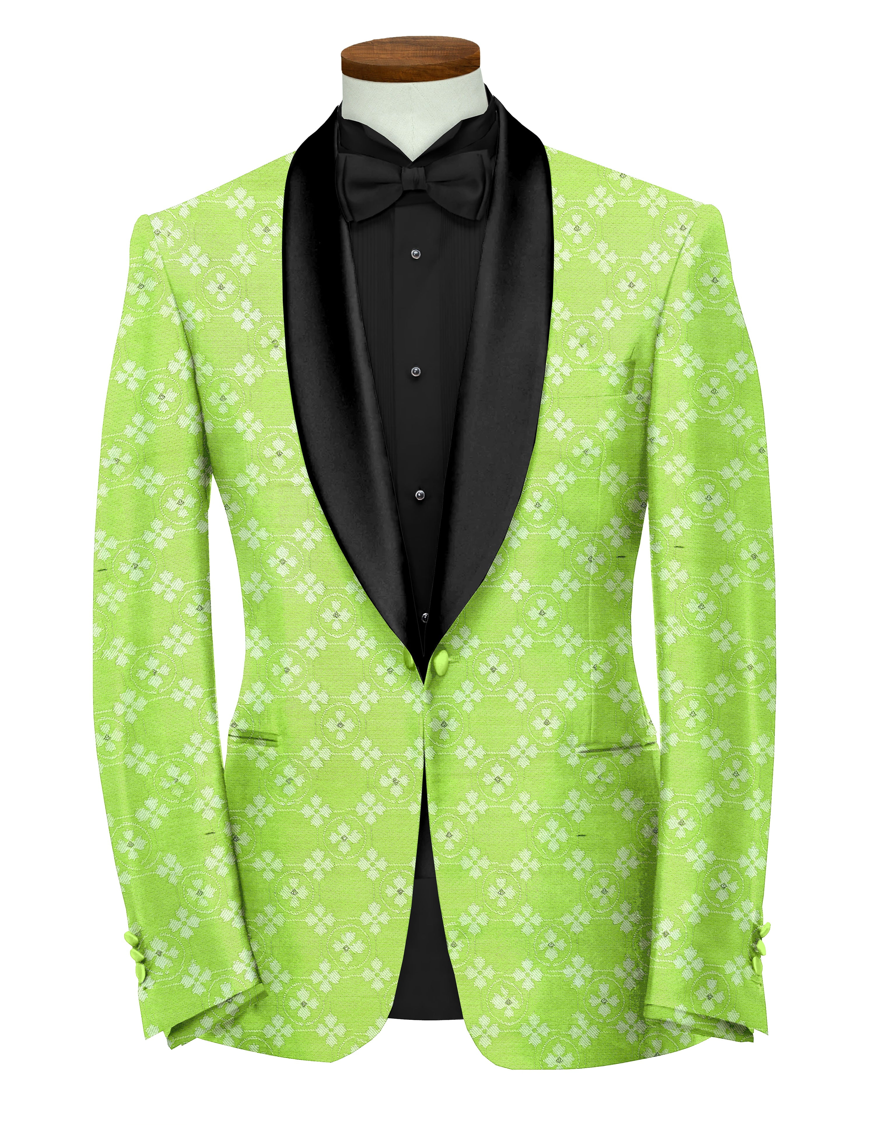 Avocado Green Men's Party Jacquard Suit Jacket Slim Fit Blazer ...