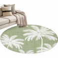 Avocado Green Palm Tree Round Rug 3ft Washable Circle Entryway Rugs Non ...