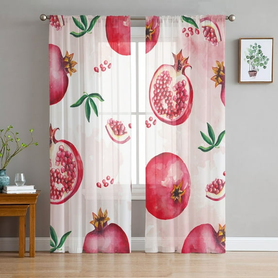 Avocado Green Seed Fruit Sheer Curtains for Living Room ration Window ...