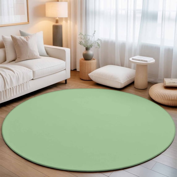 Avocado Green Solid Color Round Rug 5ft Modern Minimalist Style ...