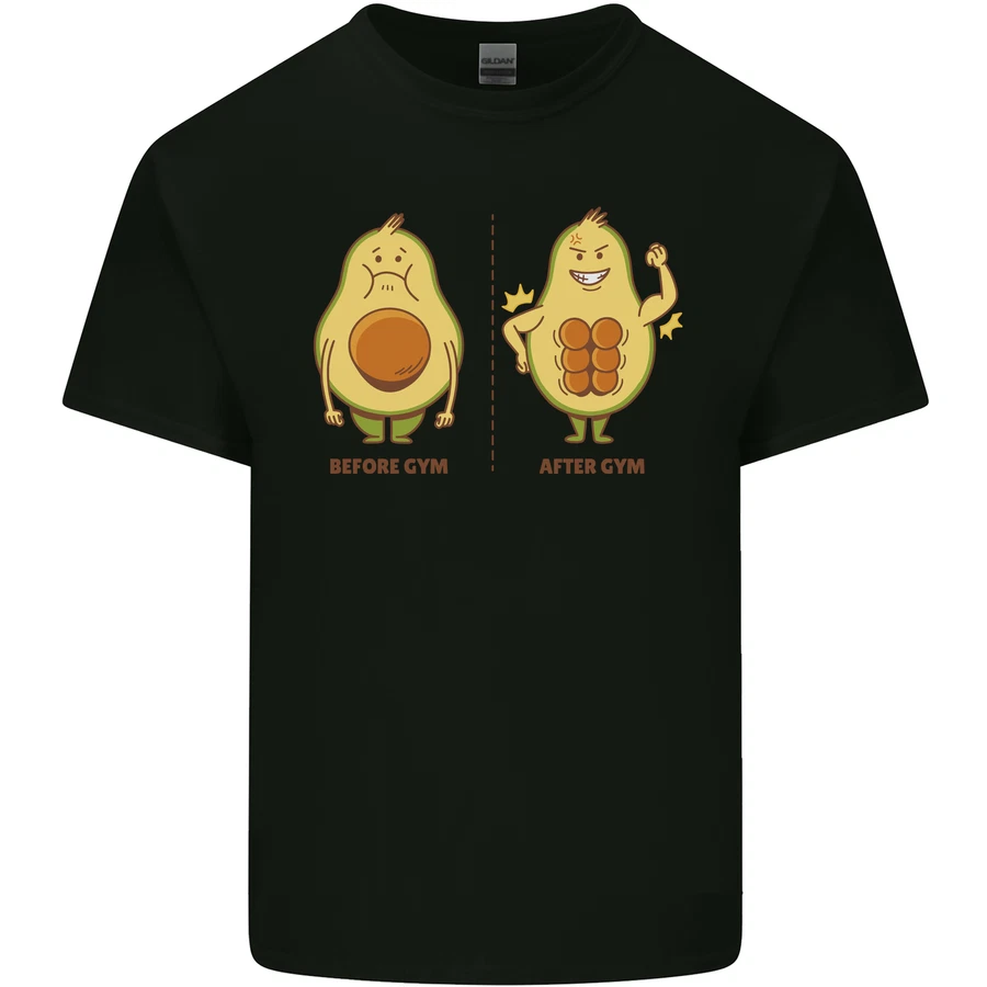 Avocado Gym Funny Fitness Training Healthy Graphic Light Cotton Shirt ...