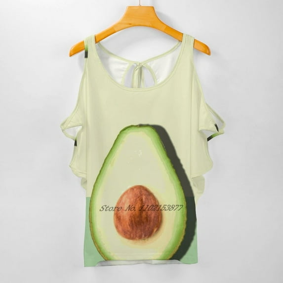 Avocado Half Slice Tropical Fruit Women'S Clothing V-Neck Tops Zipper ...