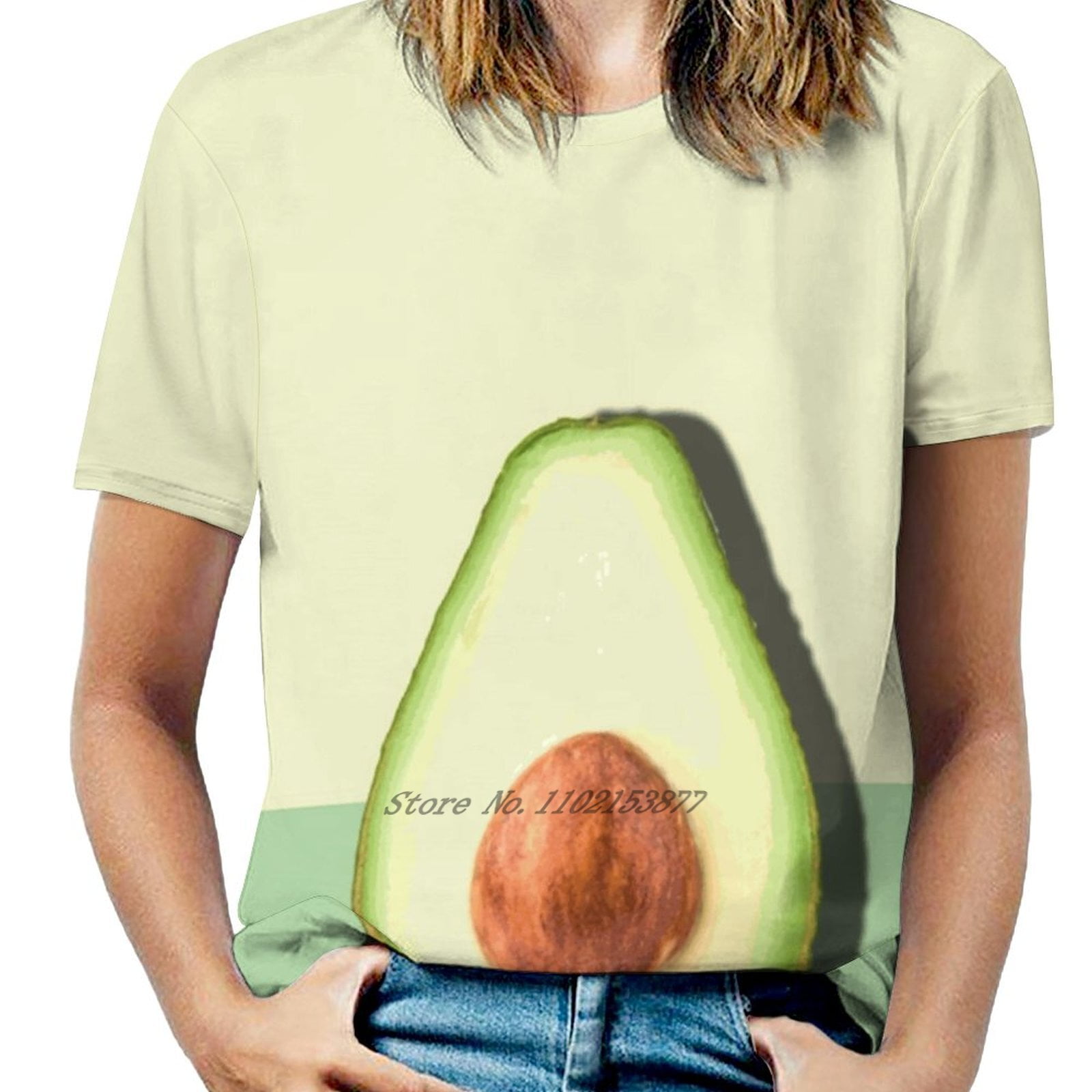 Avocado Half Slice Tropical Fruit Women'S Clothing V-Neck Tops Zipper ...