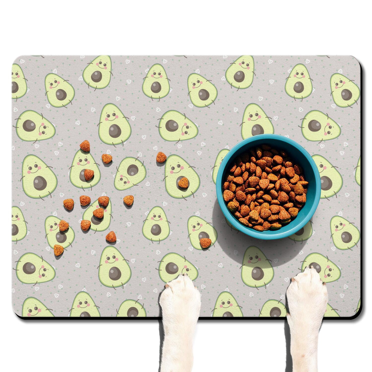 Avocado Illustration Dog Feeding Pad - 4-Layer Absorbent Pet Mat with ...