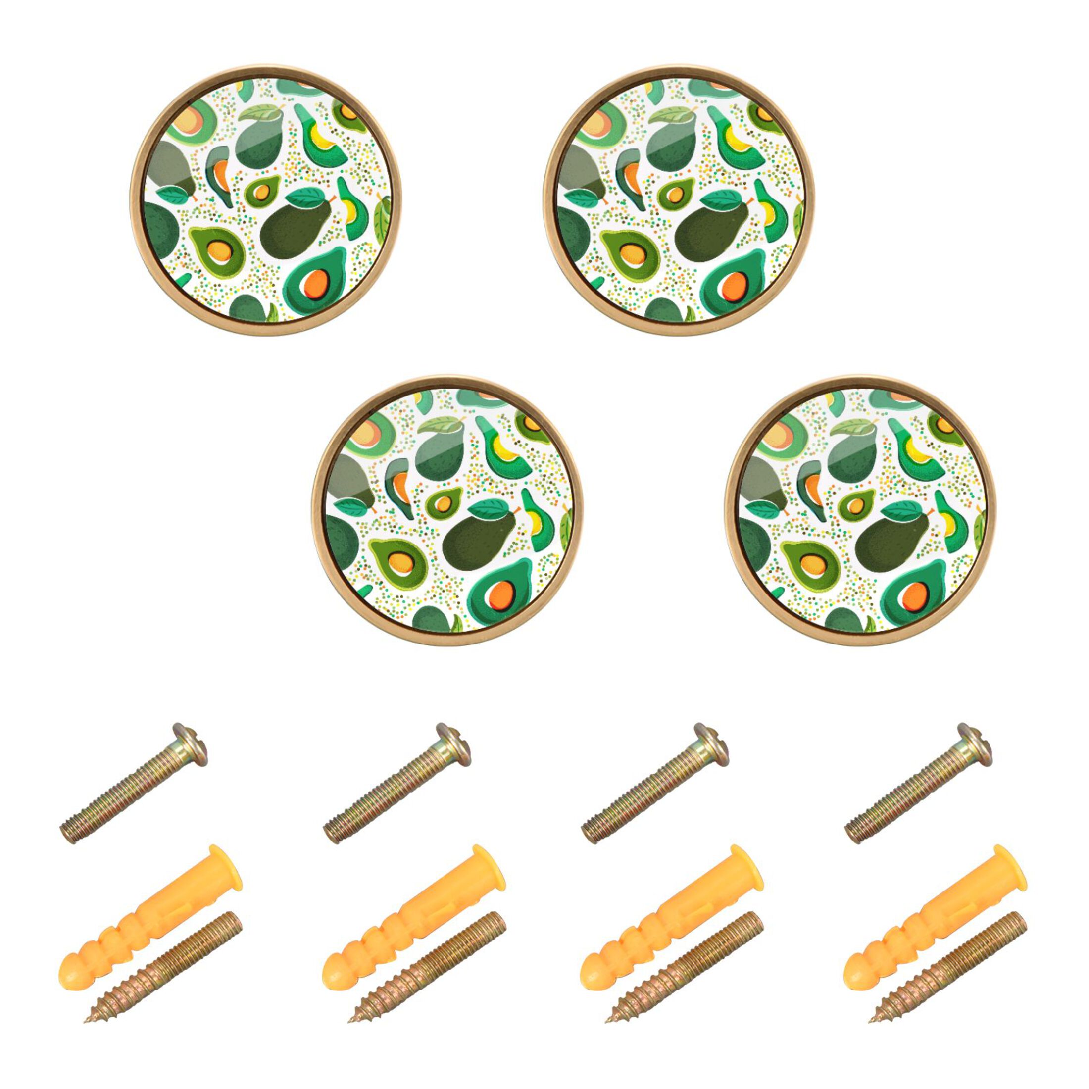 Avocado Leaves Dots Cabinet Knobs Kitchen Drawers Knobs Door Round Pulls Knob Handles Dresser ...
