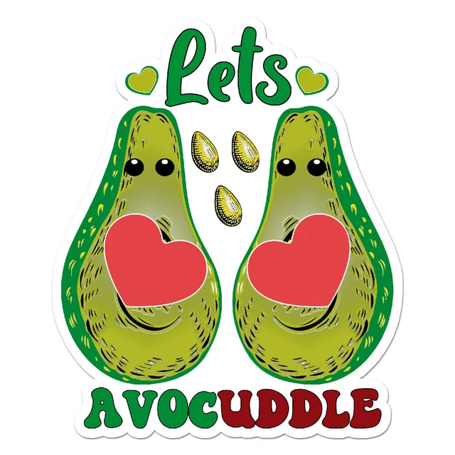 Avocado Let'S Avocuddle Sticker Phone Decal Water Bottle Stickers Car Decals, Laptop Sticker ...