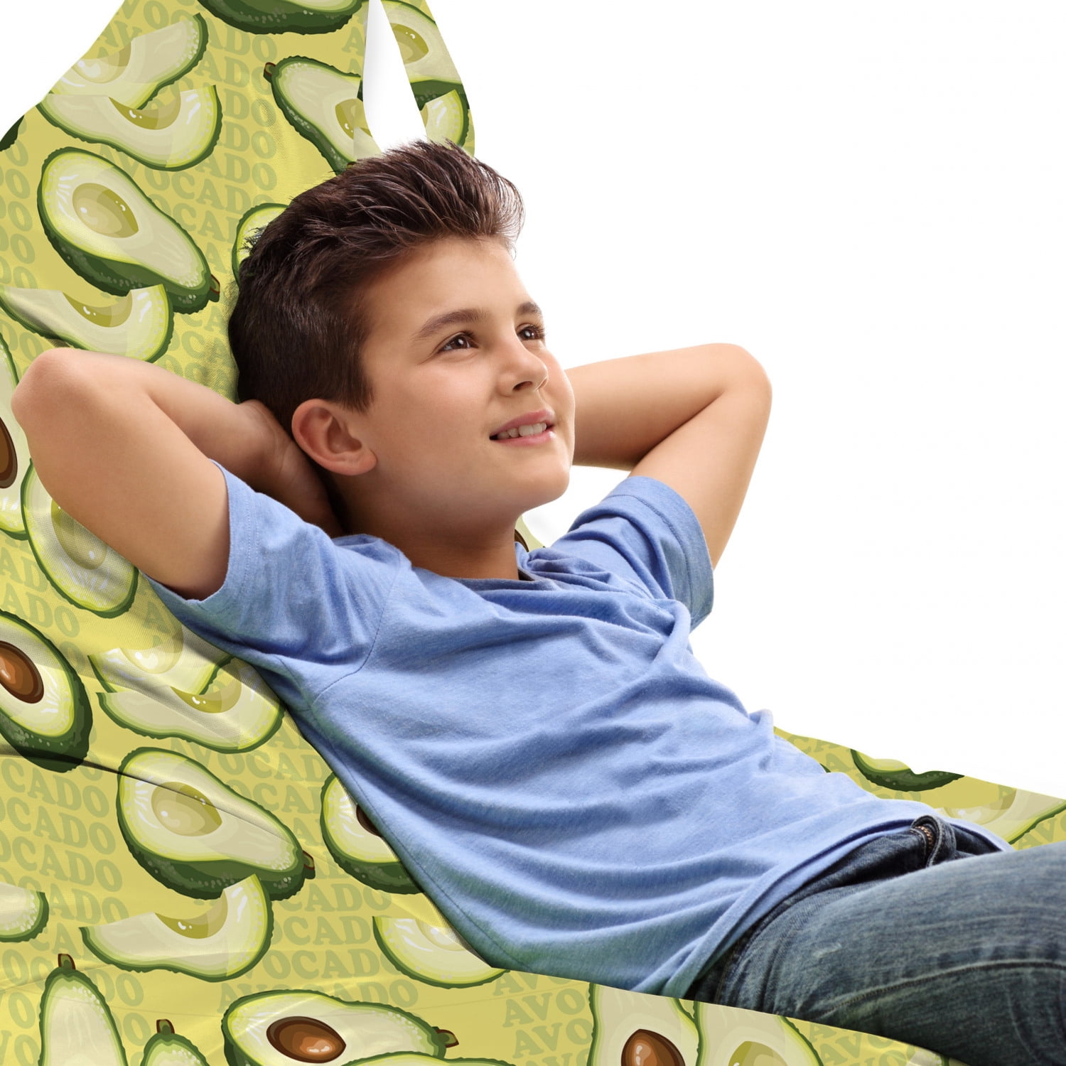 Avocado Lounger Chair Bag, Cartoon Ripe Avocados in Slices with Pattern ...